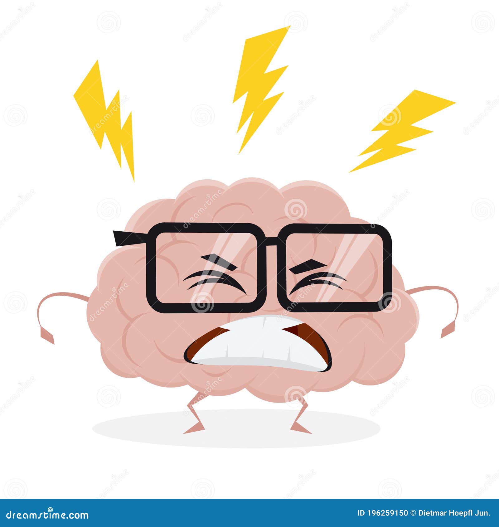 Funny Cartoon Brain is Angry Stock Vector - Illustration of funny ...