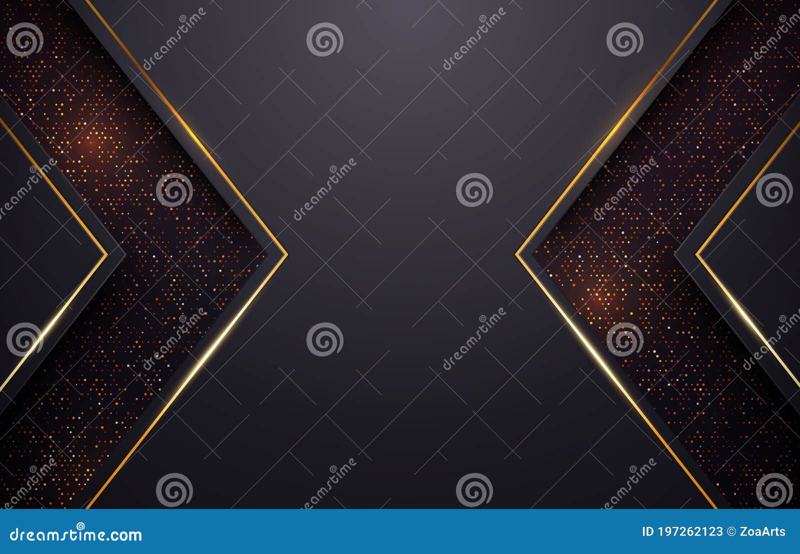 Vector Illustration Black and Gold Technology Background. Dark Sparkle ...