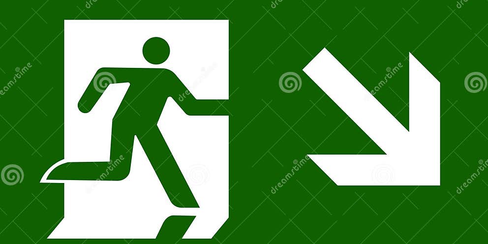 Emergency Exit Downstairs Vector Sign Green White Stock Vector ...