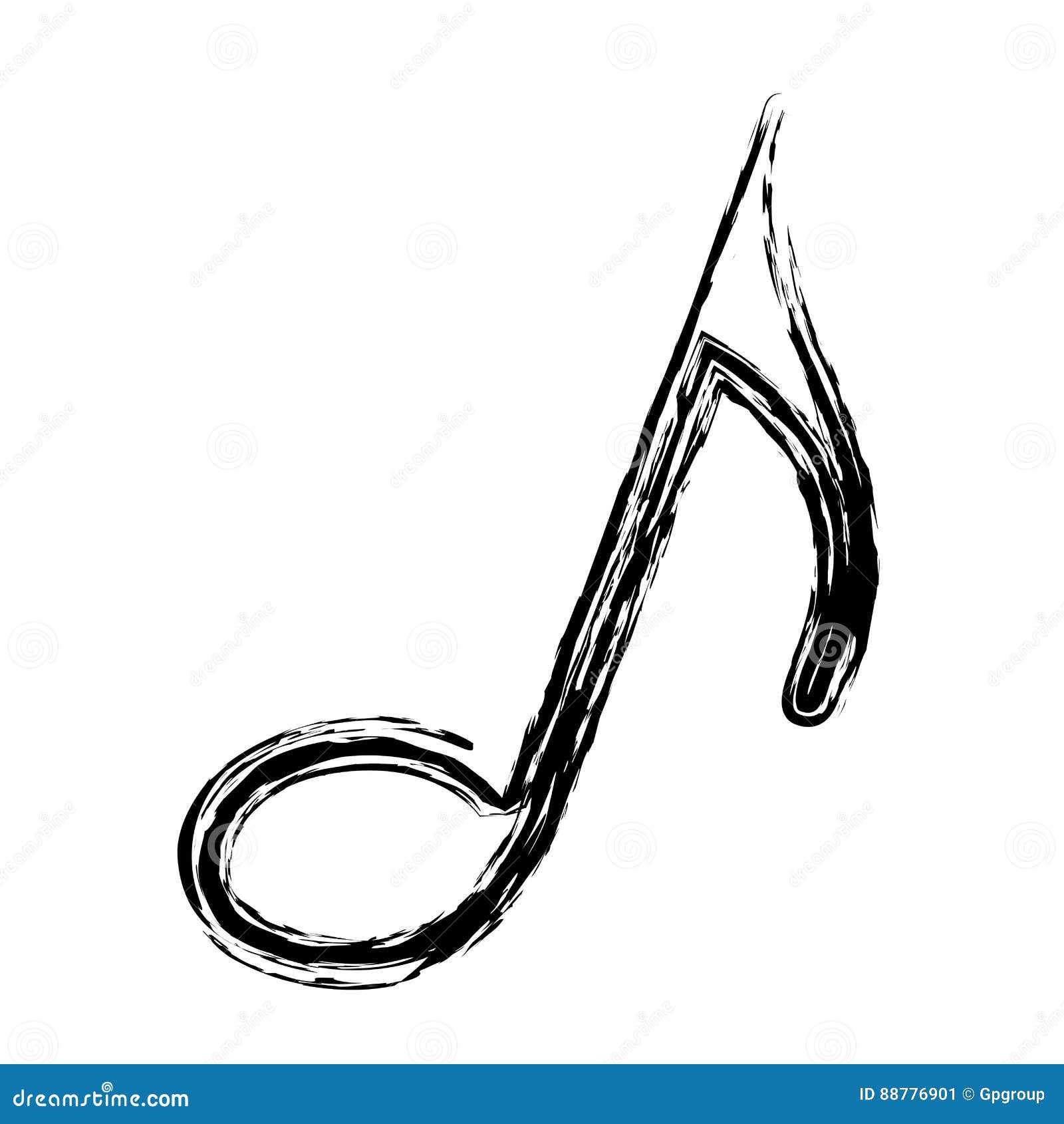 Einfarbige Skizze Mit Achtelnote Stock Abbildung - Illustration von ...