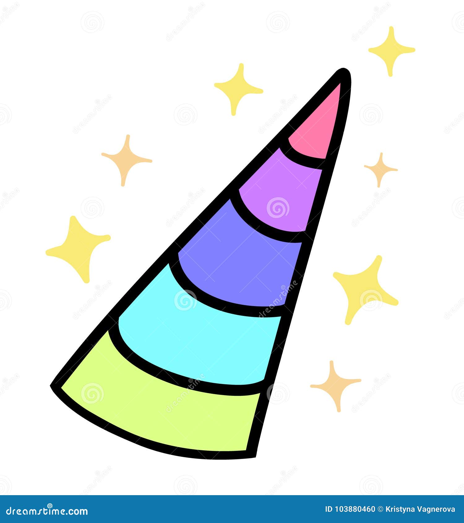 Einhorn ` S Buntes Horn Regenbogens Mit Scheinen Vektor Abbildung ...