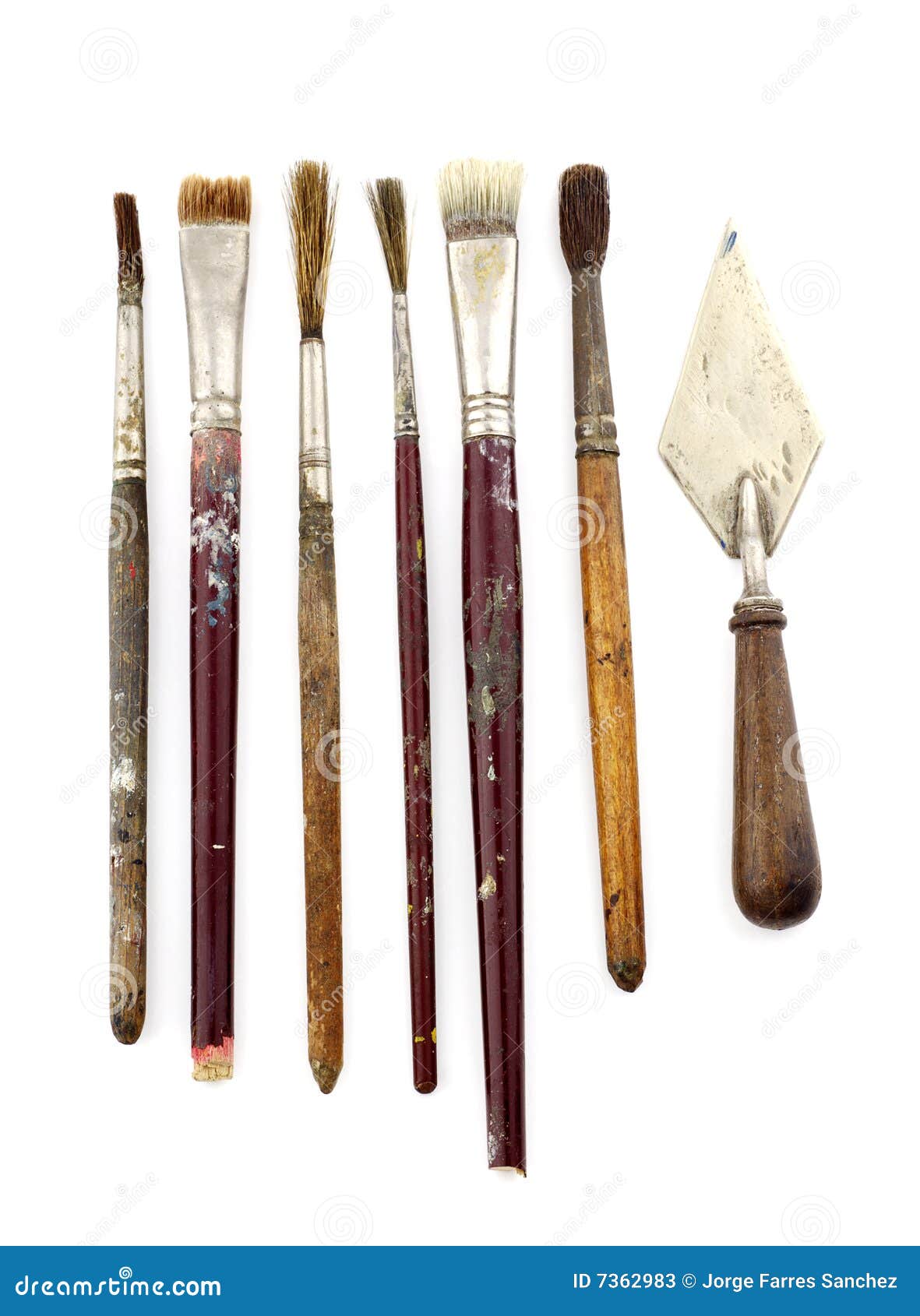 Einige Pinsel benutzt stockbild. Bild von kunst, getrennt - 7362983