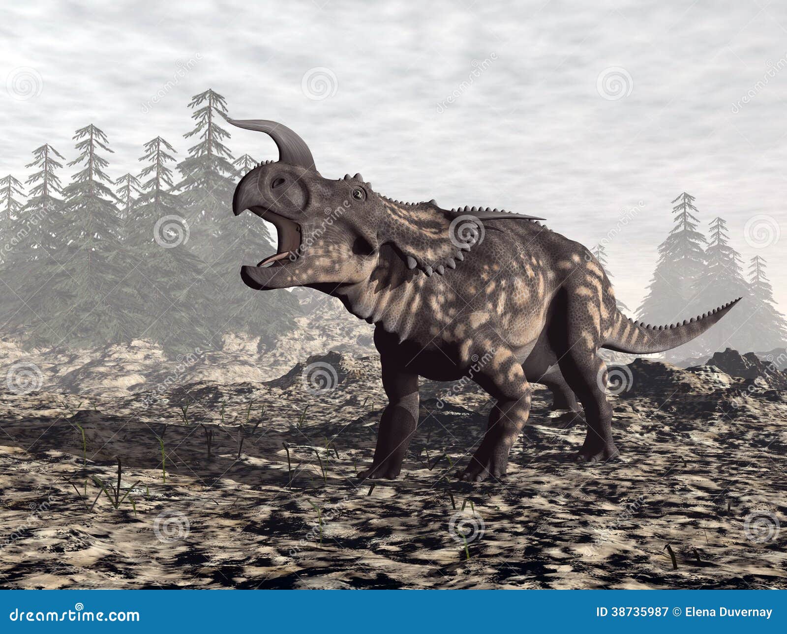 Einiosaurus Dinosaur - 3D Render Stock Illustration - Illustration of ...