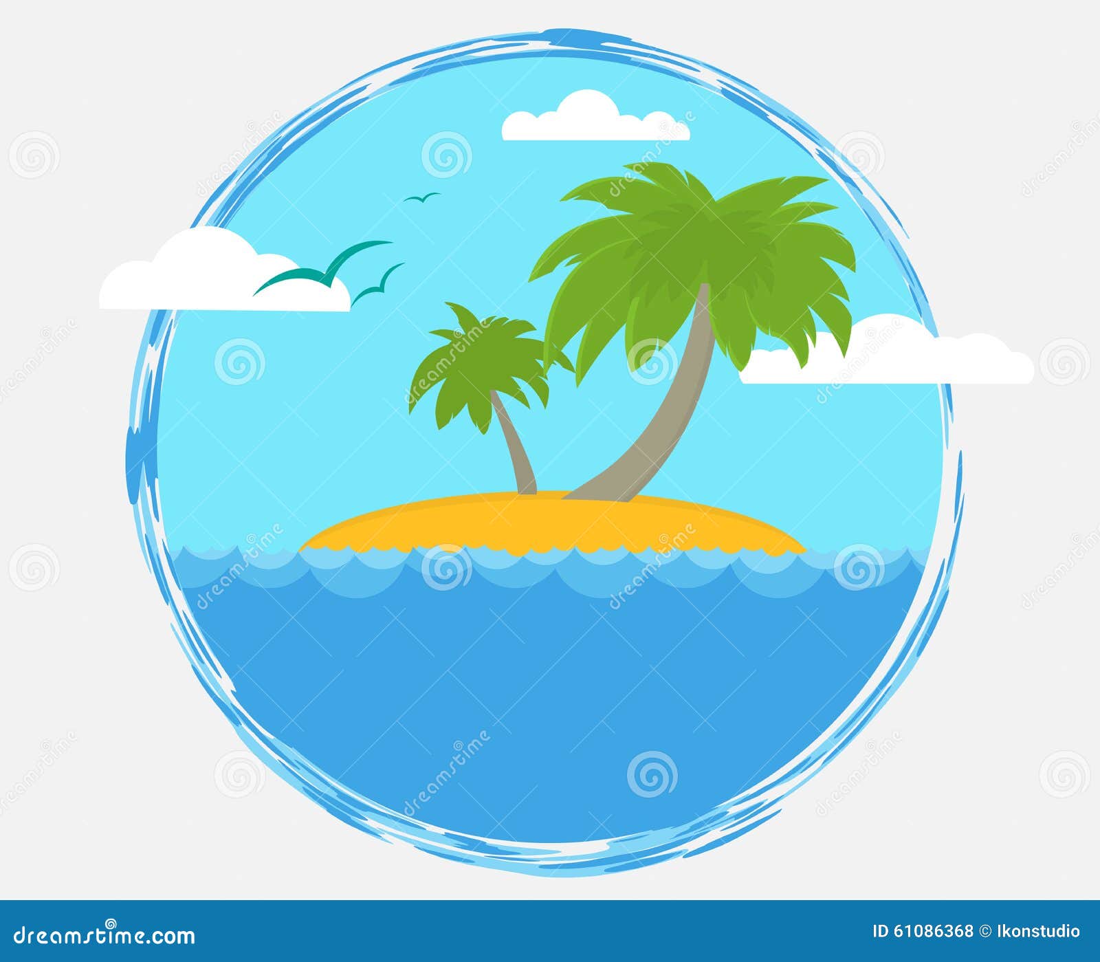 Einsame Insel vektor abbildung. Illustration von karikatur - 61086368