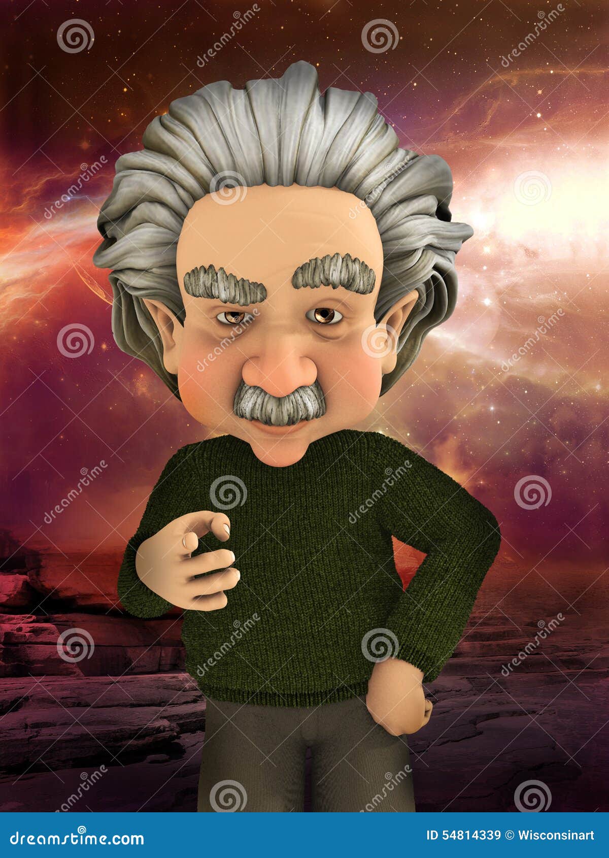 Einstein Forskare Pointing Science Illustration Stock Illustrationer ...