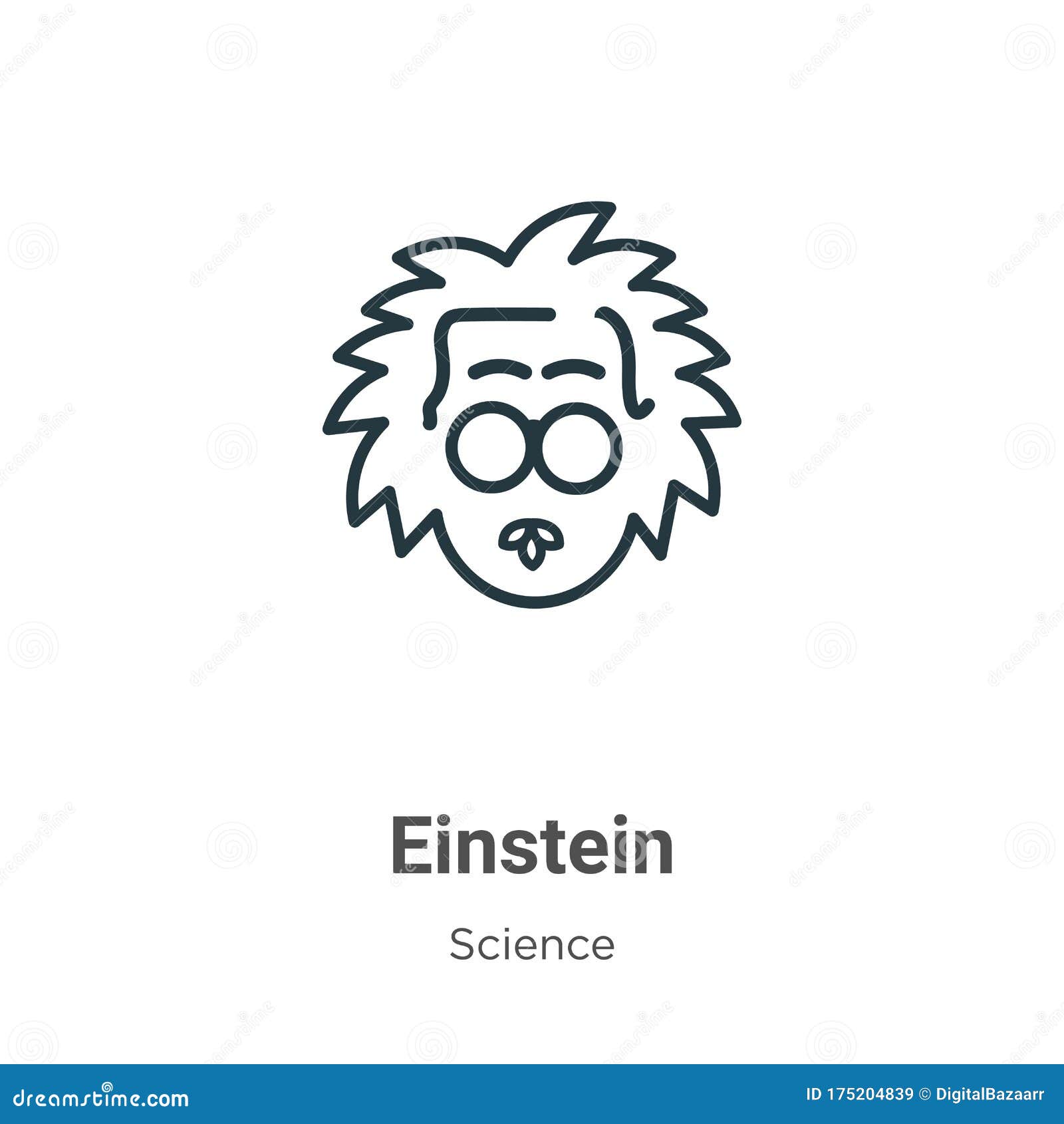 Einstein Outline Vector Icon Thin Line Black Einstein Icon Flat