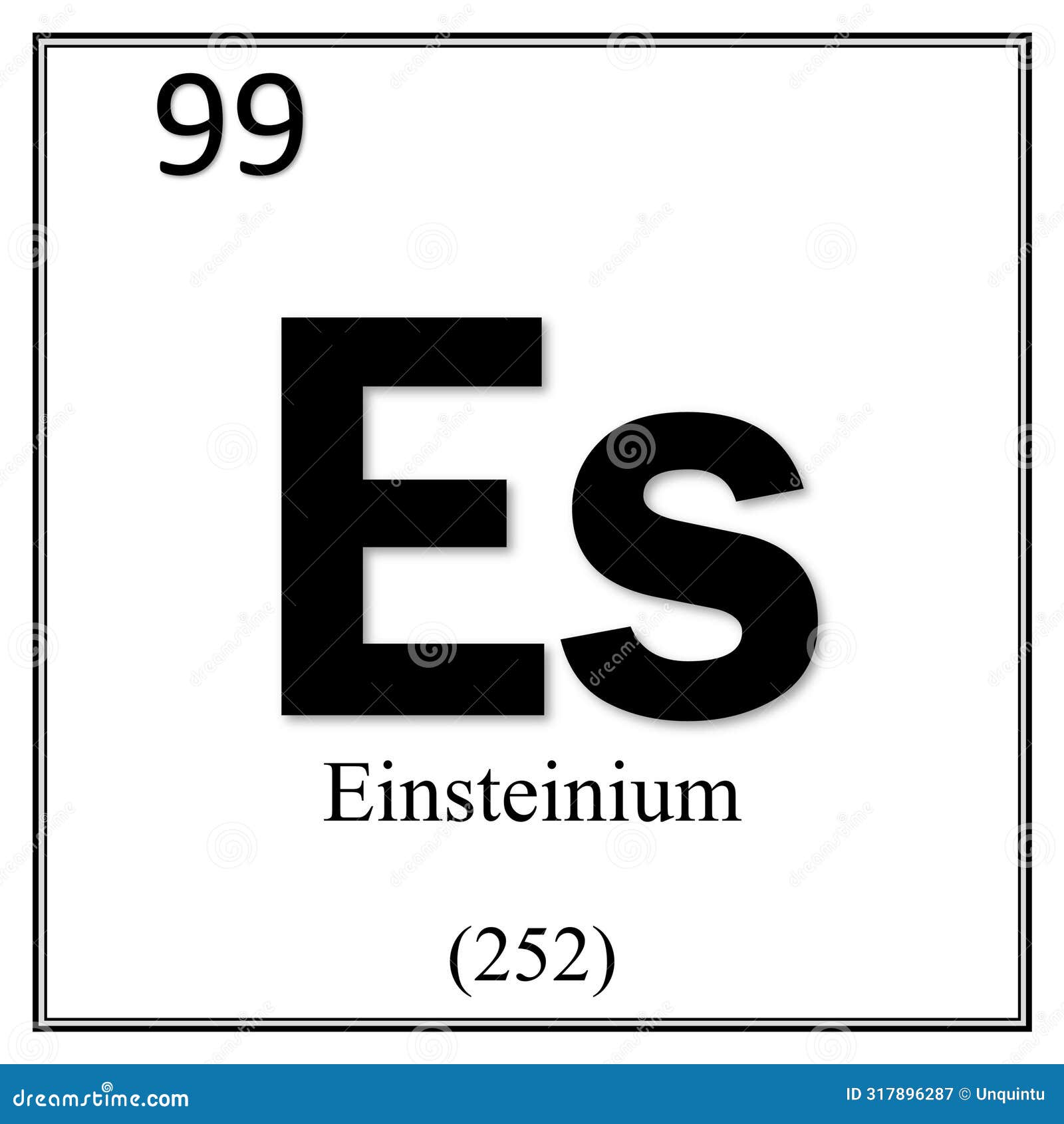 Einsteinium Chemical Element Symbol on White Background Stock ...