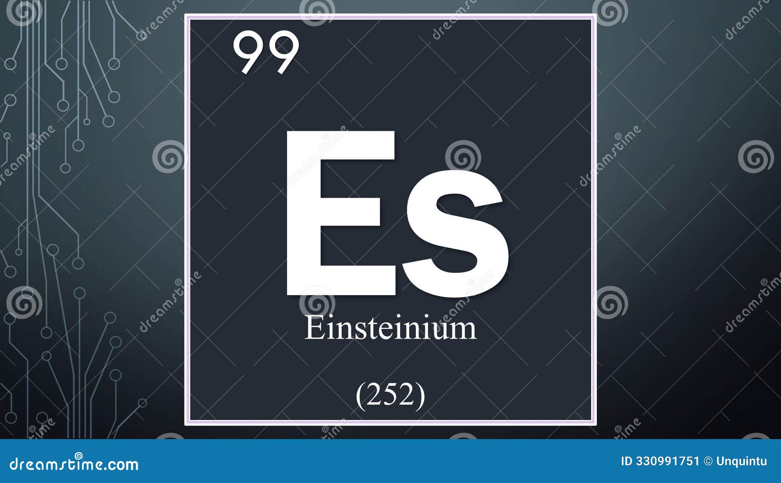 Einsteinium Chemical Element Symbol on Dark Abstract Background Stock ...