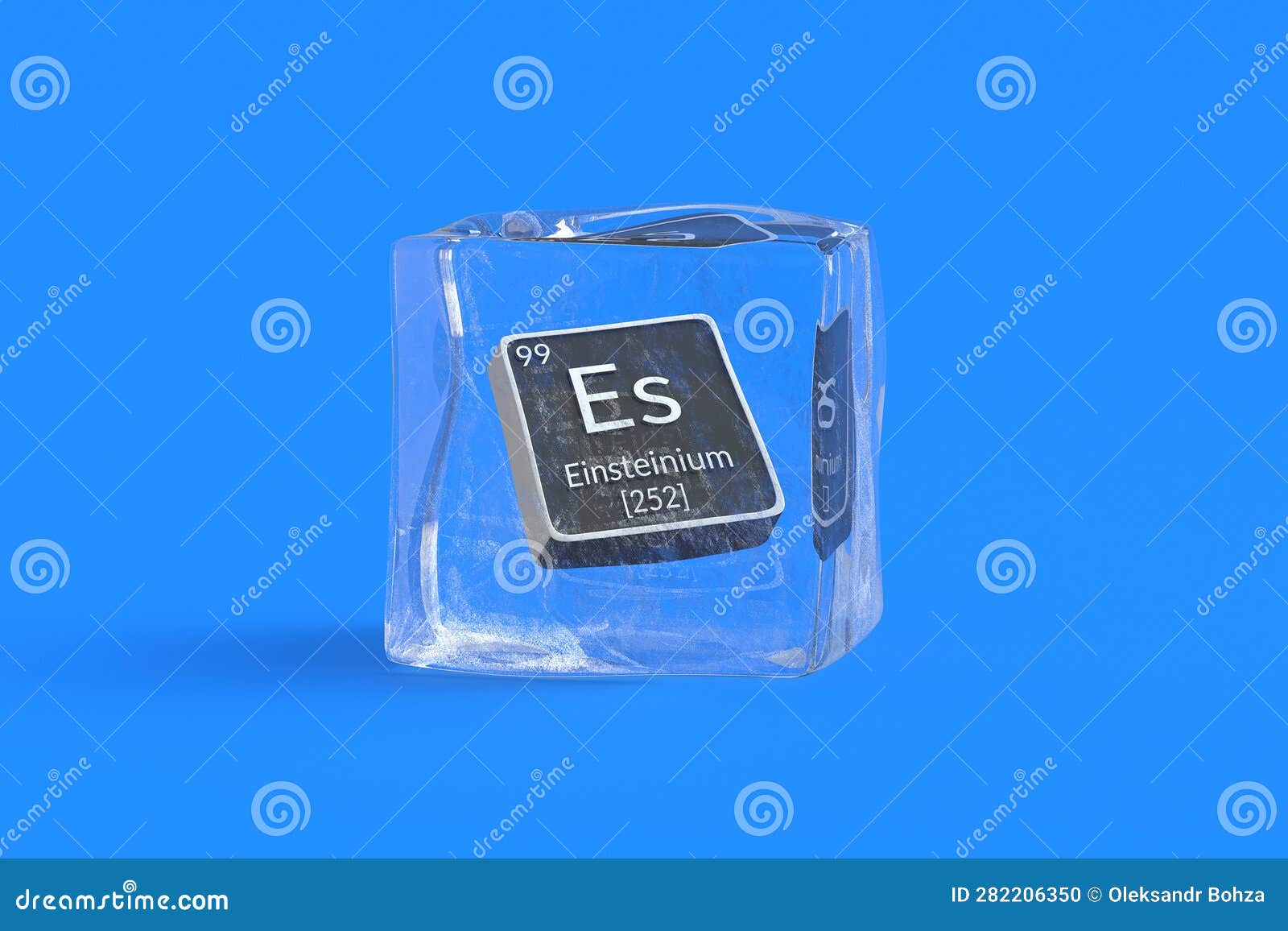 Einsteinium Es Chemical Element of Periodic Table in Ice Cube. Symbol ...
