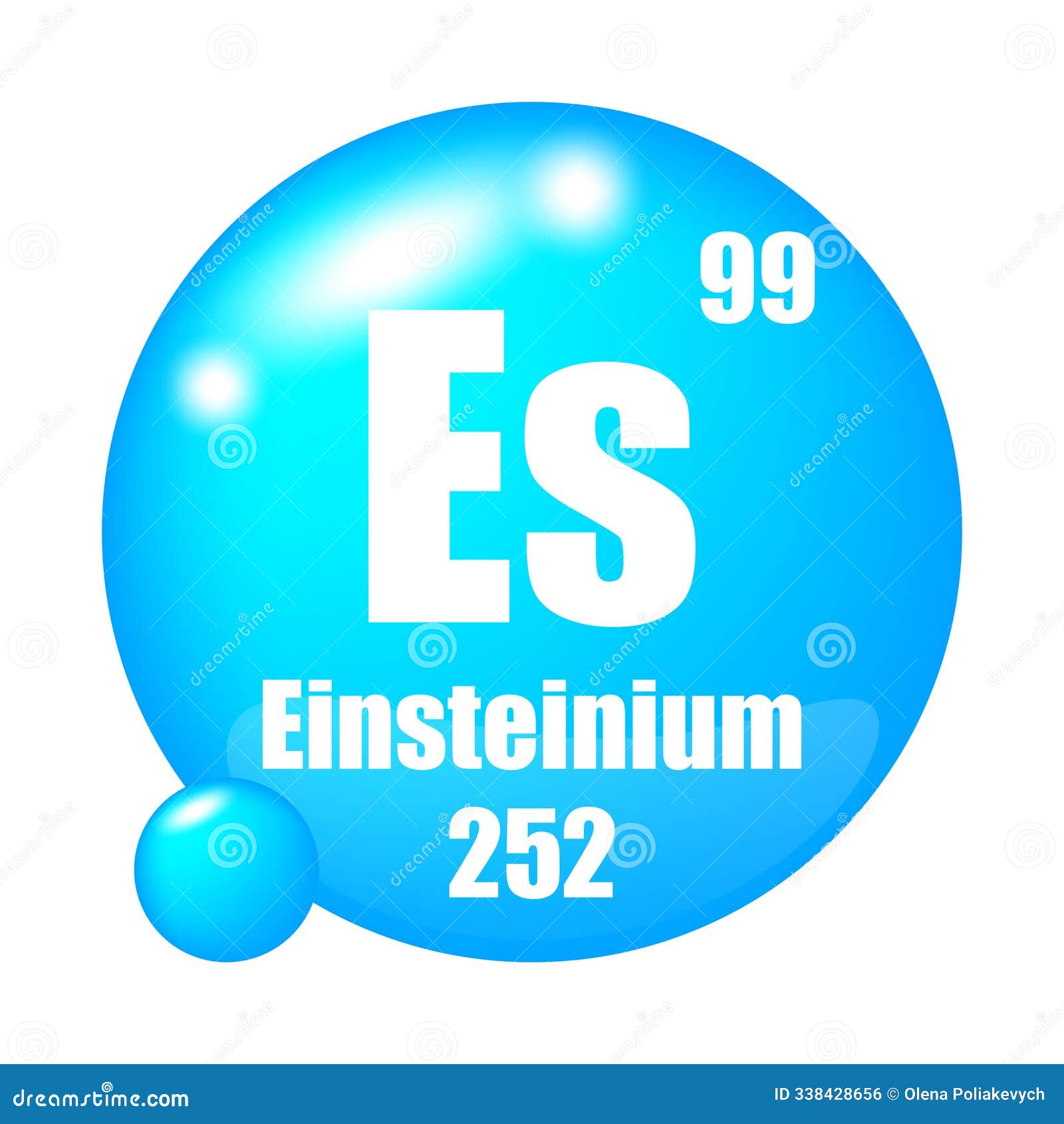 Einsteinium Icon. Es Chemical Element. Atomic Number 99. Mass 252. Blue ...