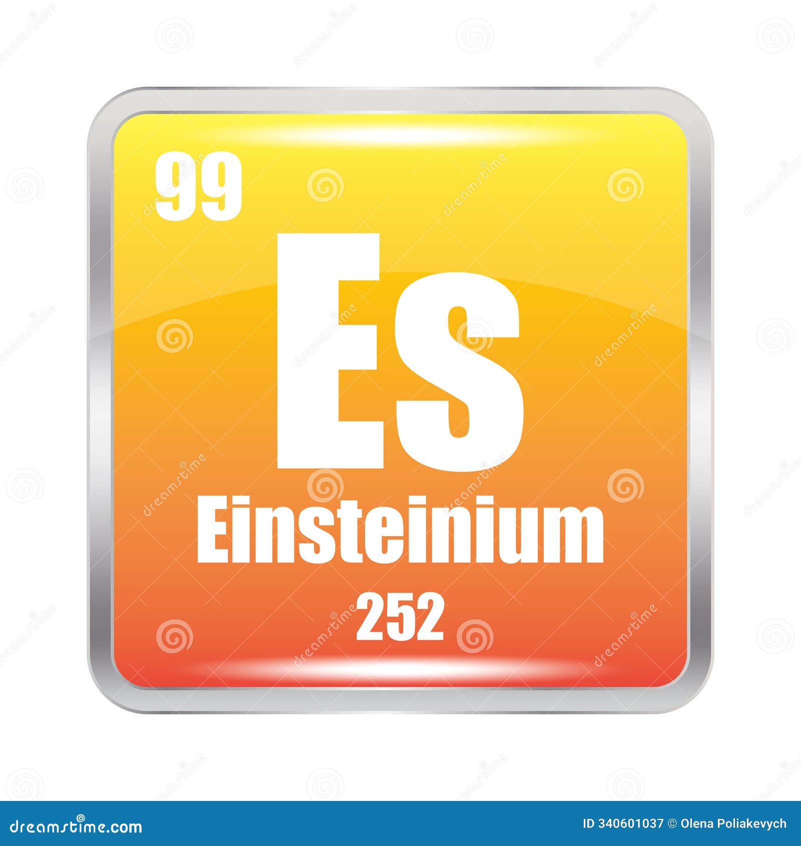 Einsteinium Icon. Es Chemical Element. Atomic Number 99. Mass 252 ...