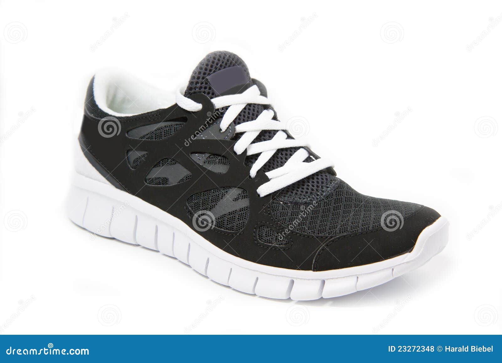 Einzelner Schwarzweiss-Sportschuh Stockfoto - Bild von kleidung, gesund ...