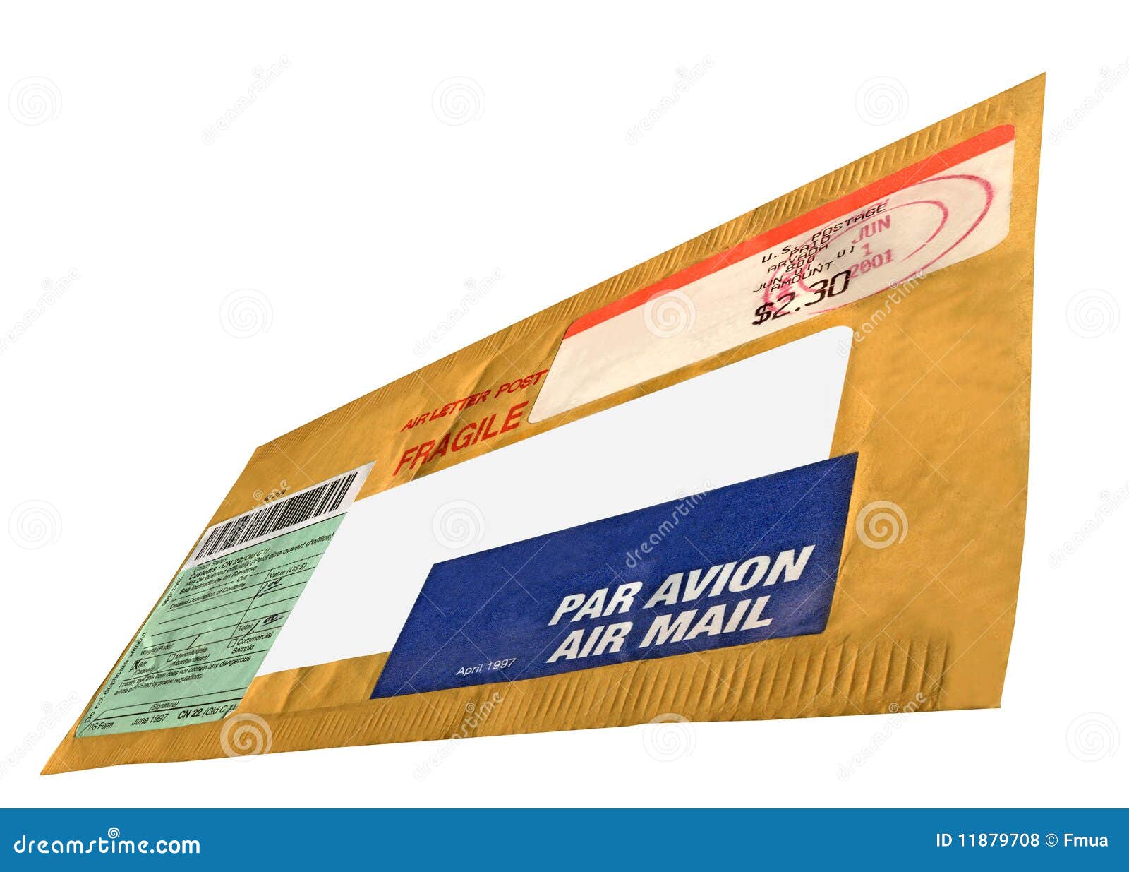 Einzelnes Gelbes Postpaket (Umschlag, Formular Cn22) Stockfoto - Bild ...