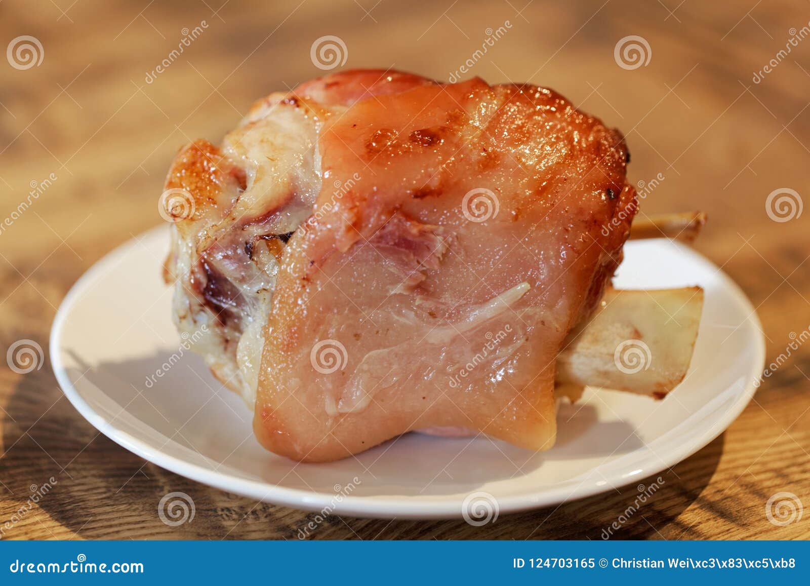 Eisbein Pickled Ham Hock on a White Plate Stock Image - Image of meat ...