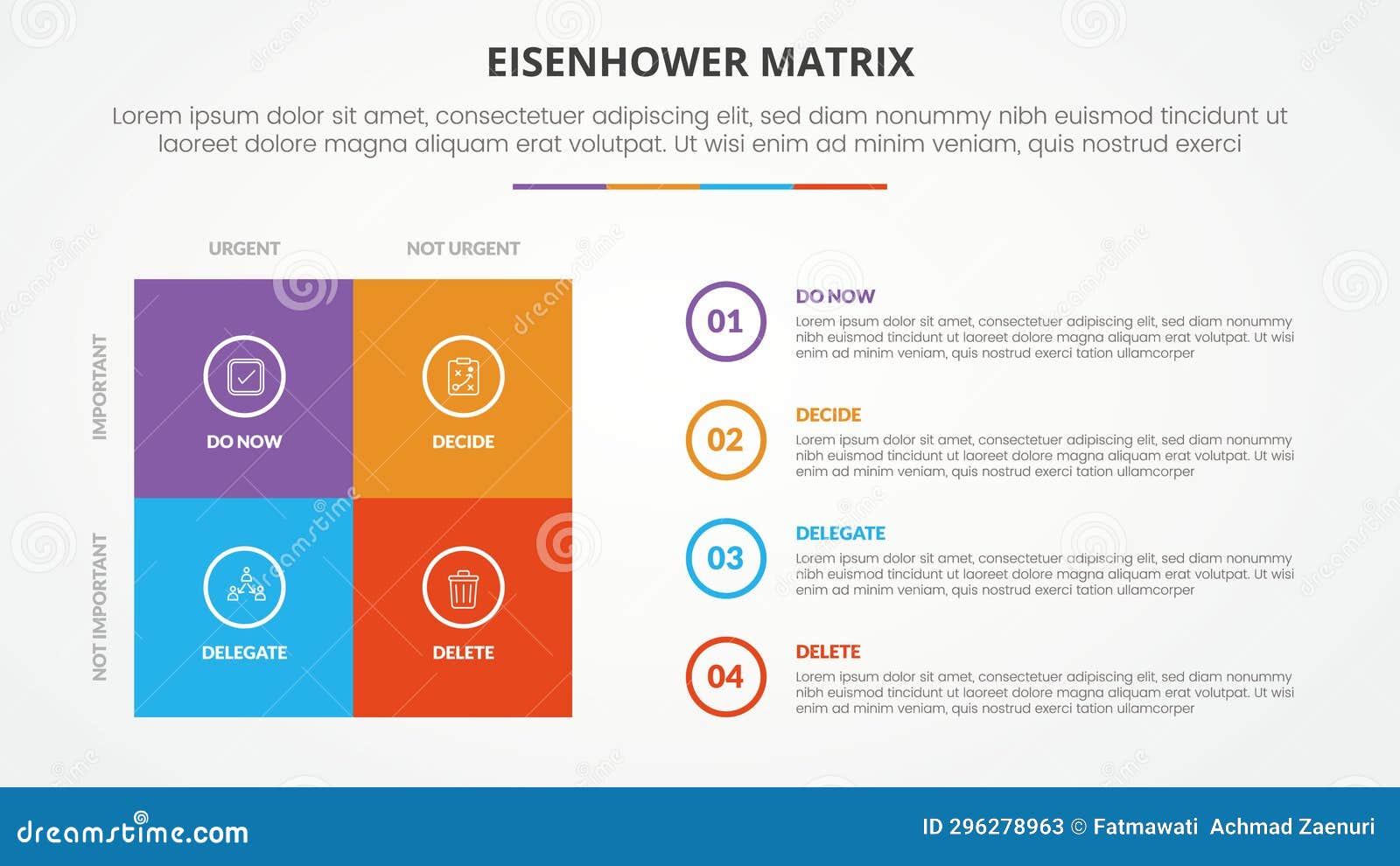 Eisenhower Matrix Template Infographic Concept for Slide Presentation ...