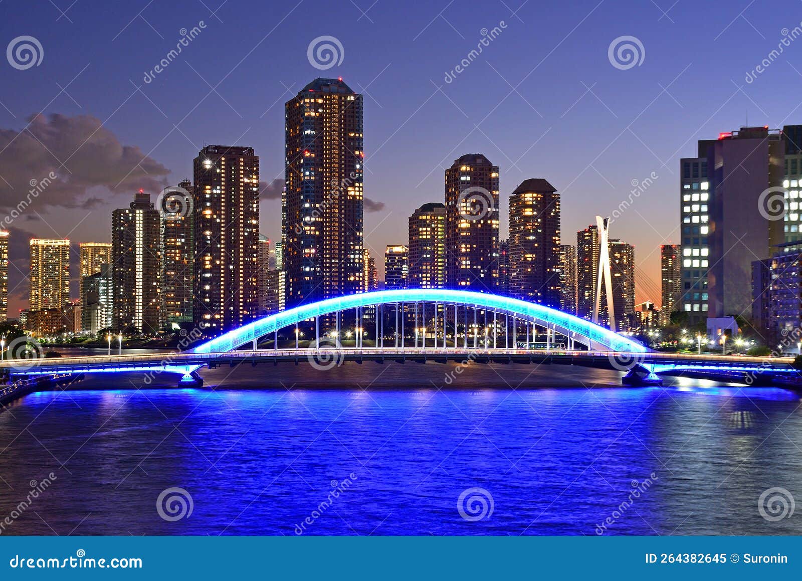 Eitai Bridge Over Sumida River Stock Image - Image of sumida, dusk ...