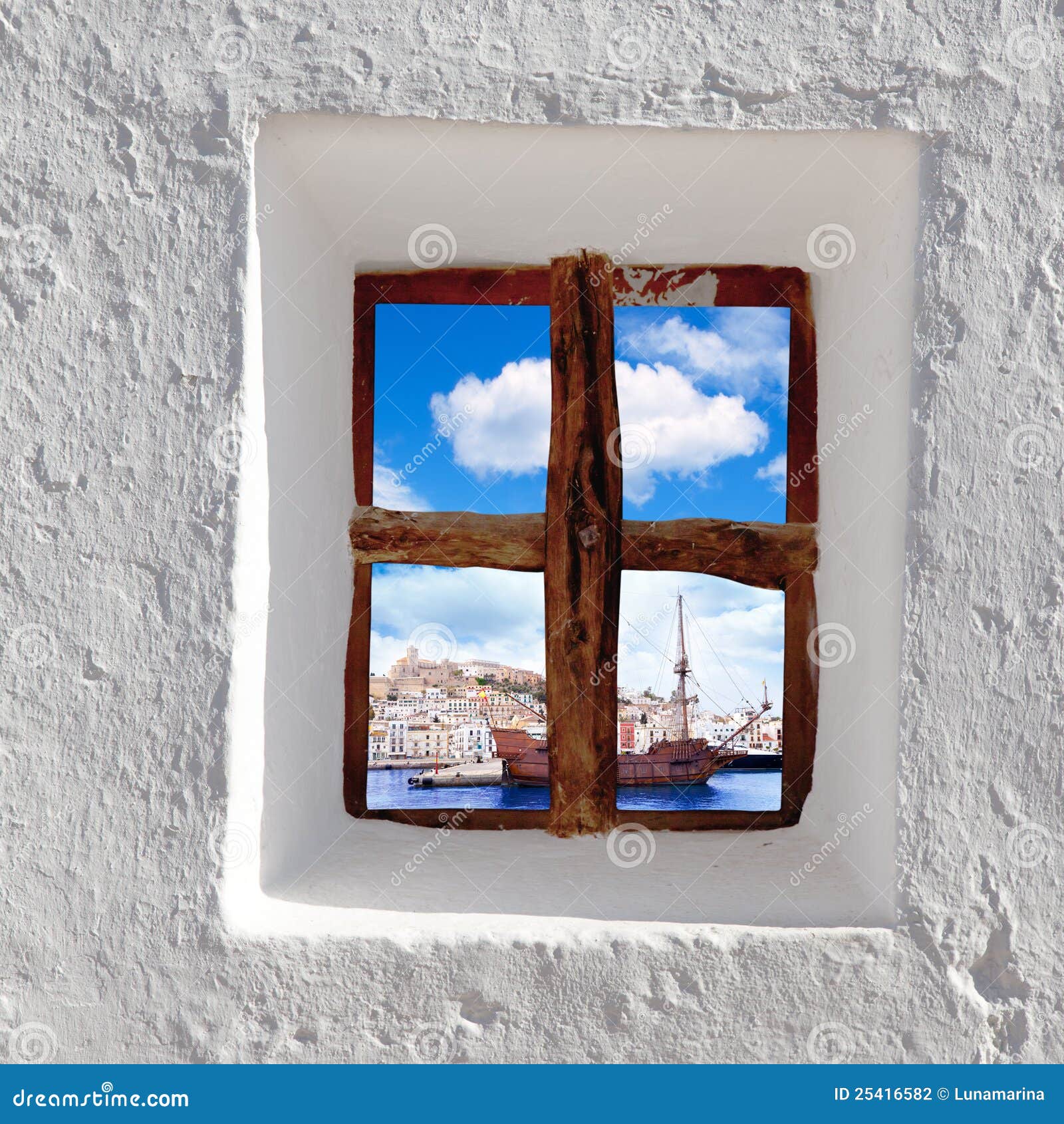 Eivissa Ibiza Town View through Window Stock Photo - Image of city ...