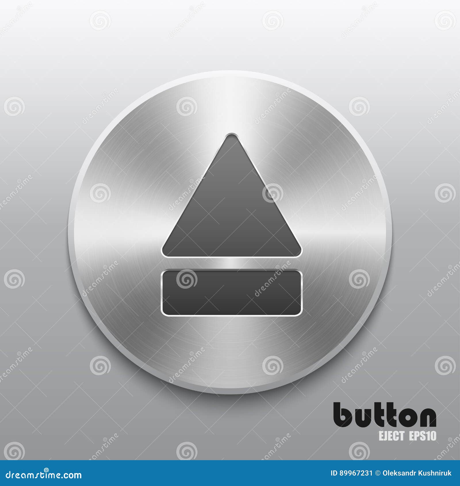 Eject Button With Brushed Metal Texture On Gray Background Cartoon ...