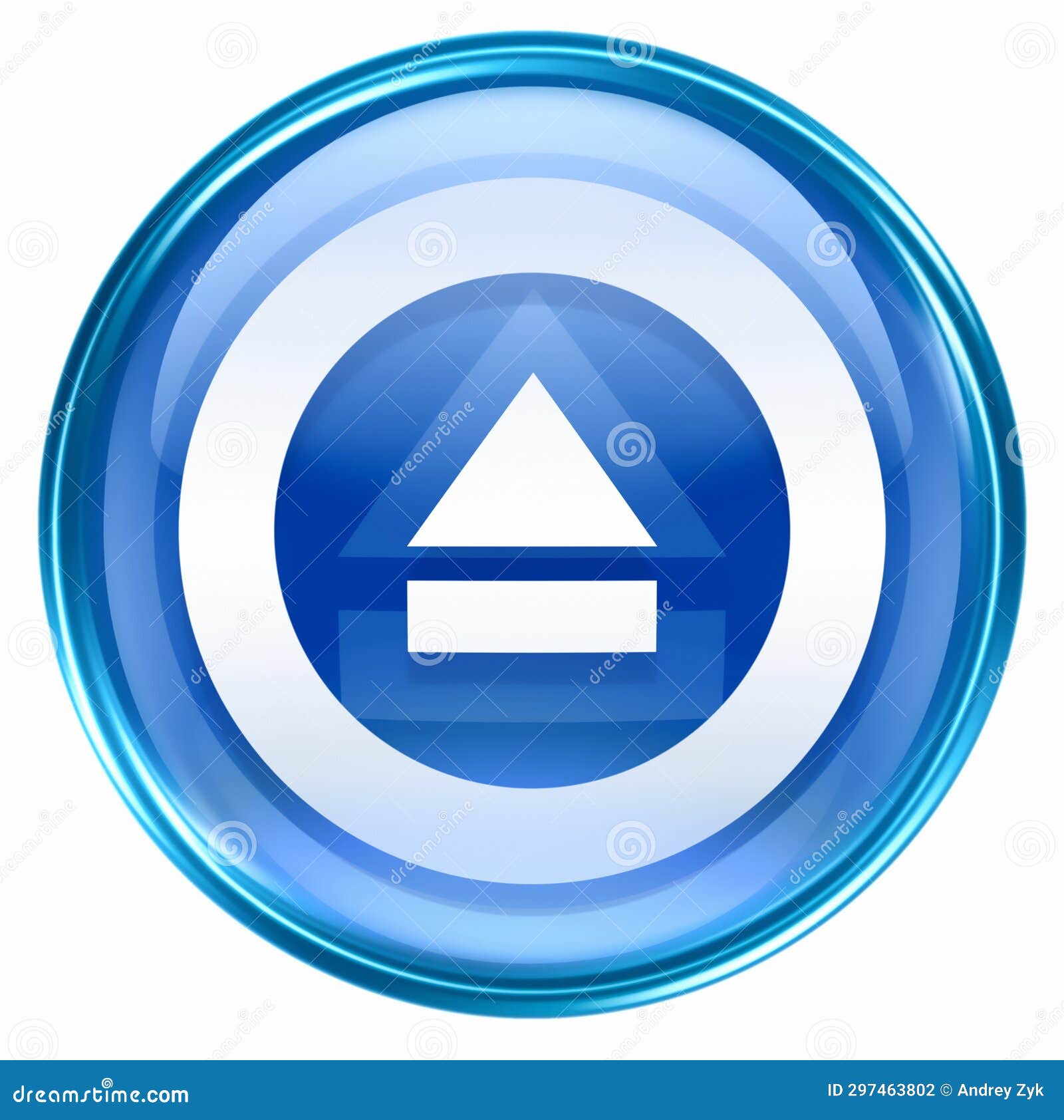Eject Icon Blue, Isolated on White Stock Photo - Image of play, player ...
