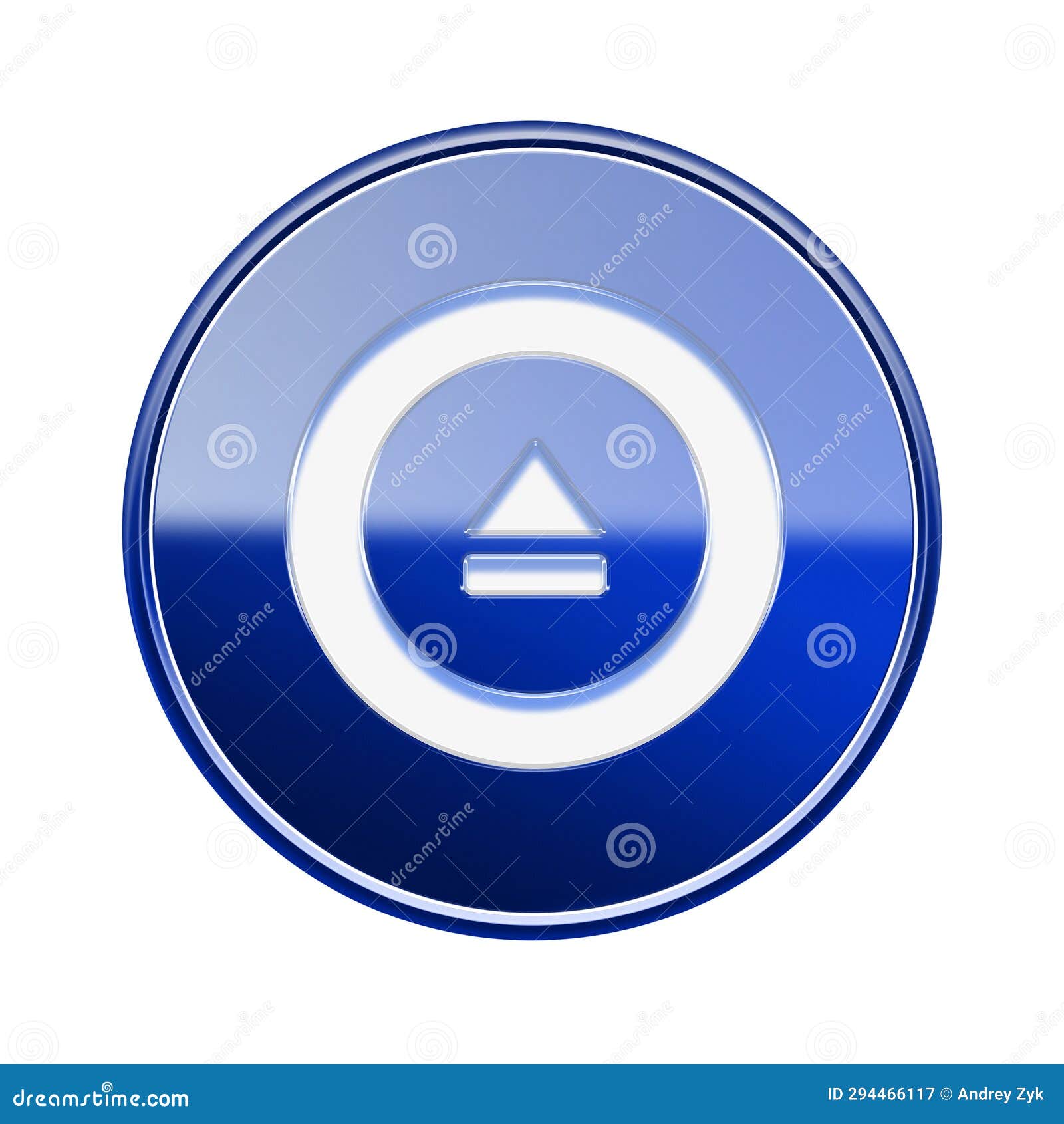 Eject icon glossy blue. stock illustration. Illustration of technology ...