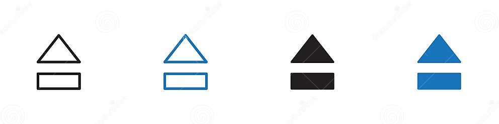 Eject Icon Linear Graphics Set Vector in Black Stock Illustration ...