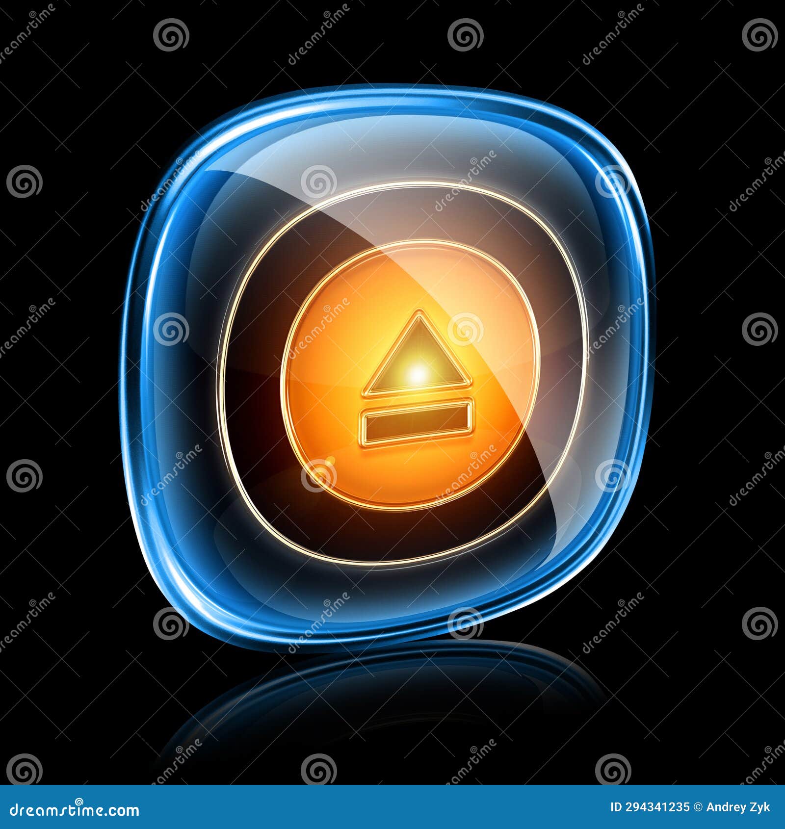 Eject icon neon. stock illustration. Illustration of blue - 294341235