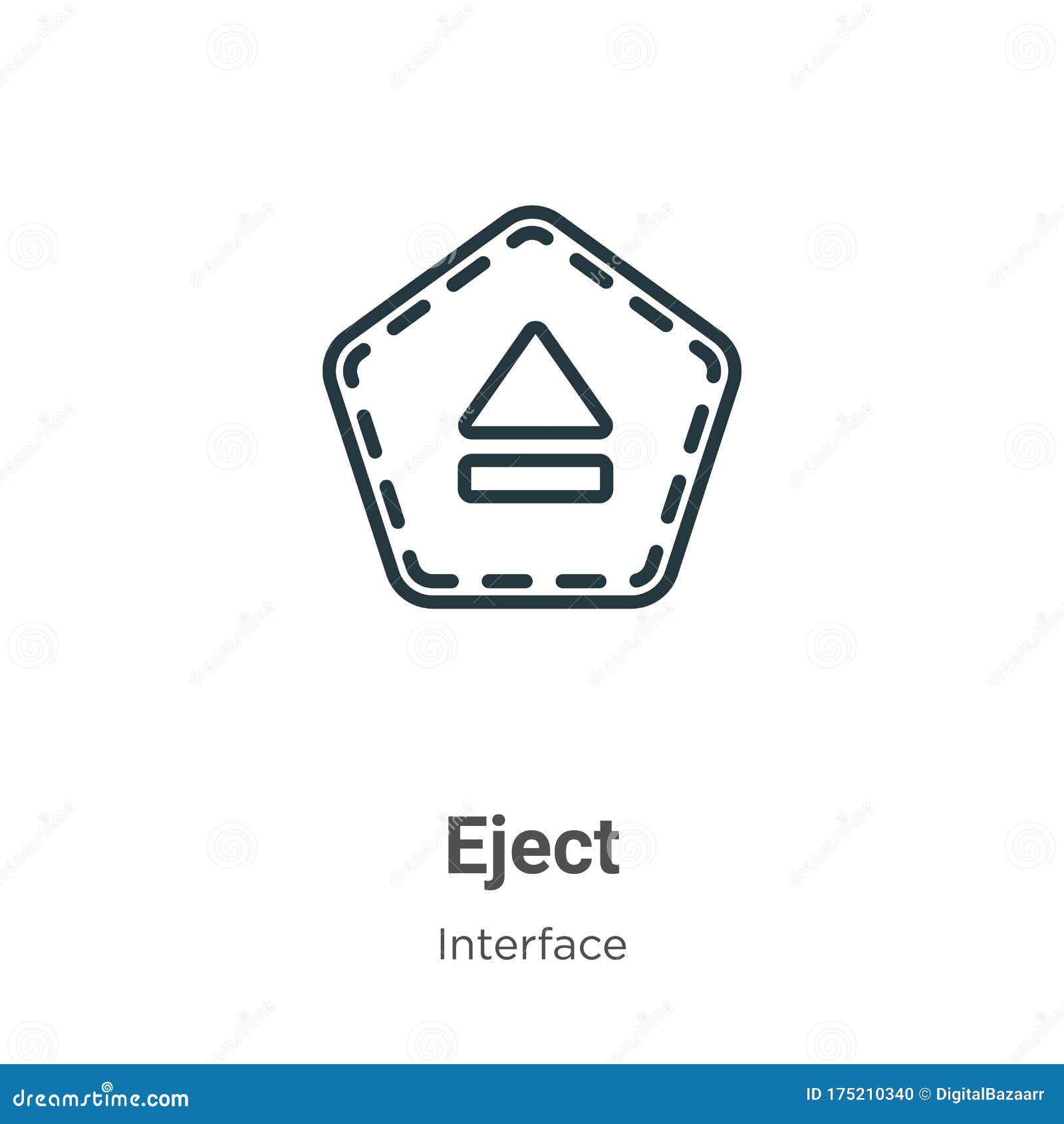Eject Outline Vector Icon. Thin Line Black Eject Icon, Flat Vector ...