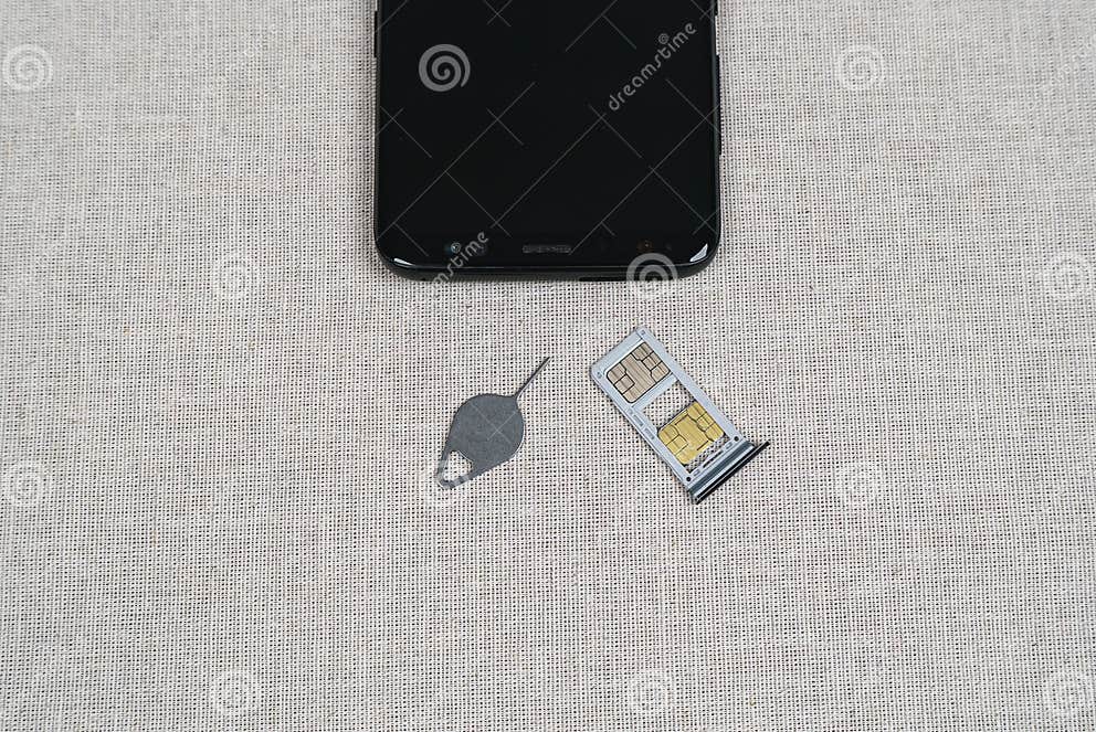 Eject Tool and Sim Card Tray on 2 Sims Stock Image - Image of gadget ...
