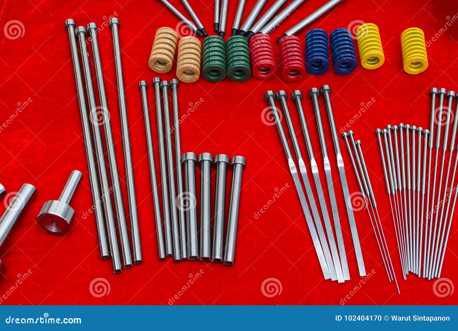 Ejector Pins and Spring for Injection Mold Stock Photo - Image of rodl ...