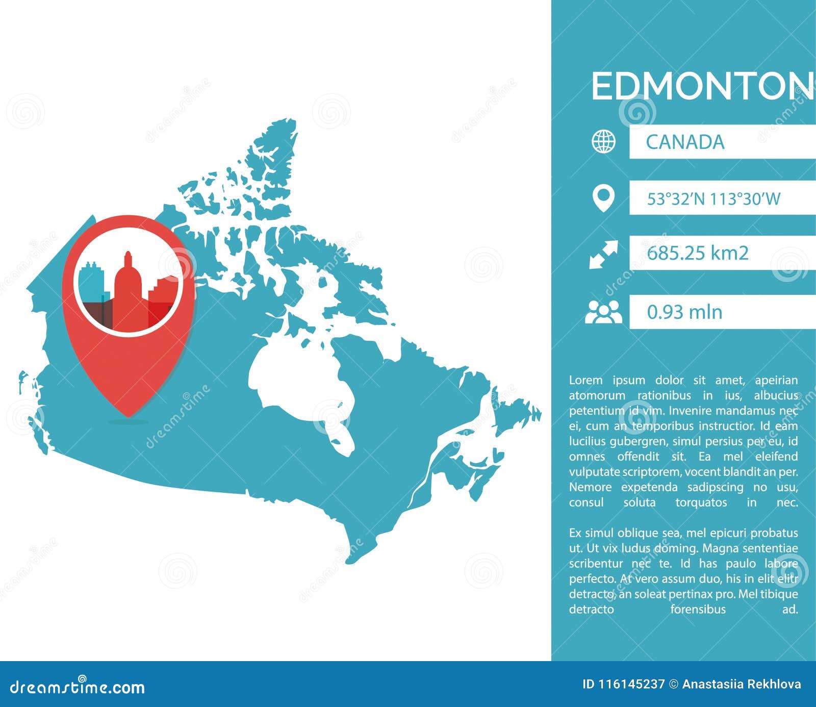 Ejemplo Aislado Vector Infographic Del Mapa De Edmonton Ilustración del ...