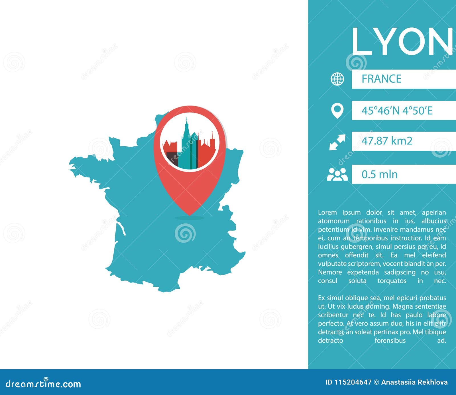 Ejemplo Aislado Vector Infographic Del Mapa De Lyon Ilustración del ...
