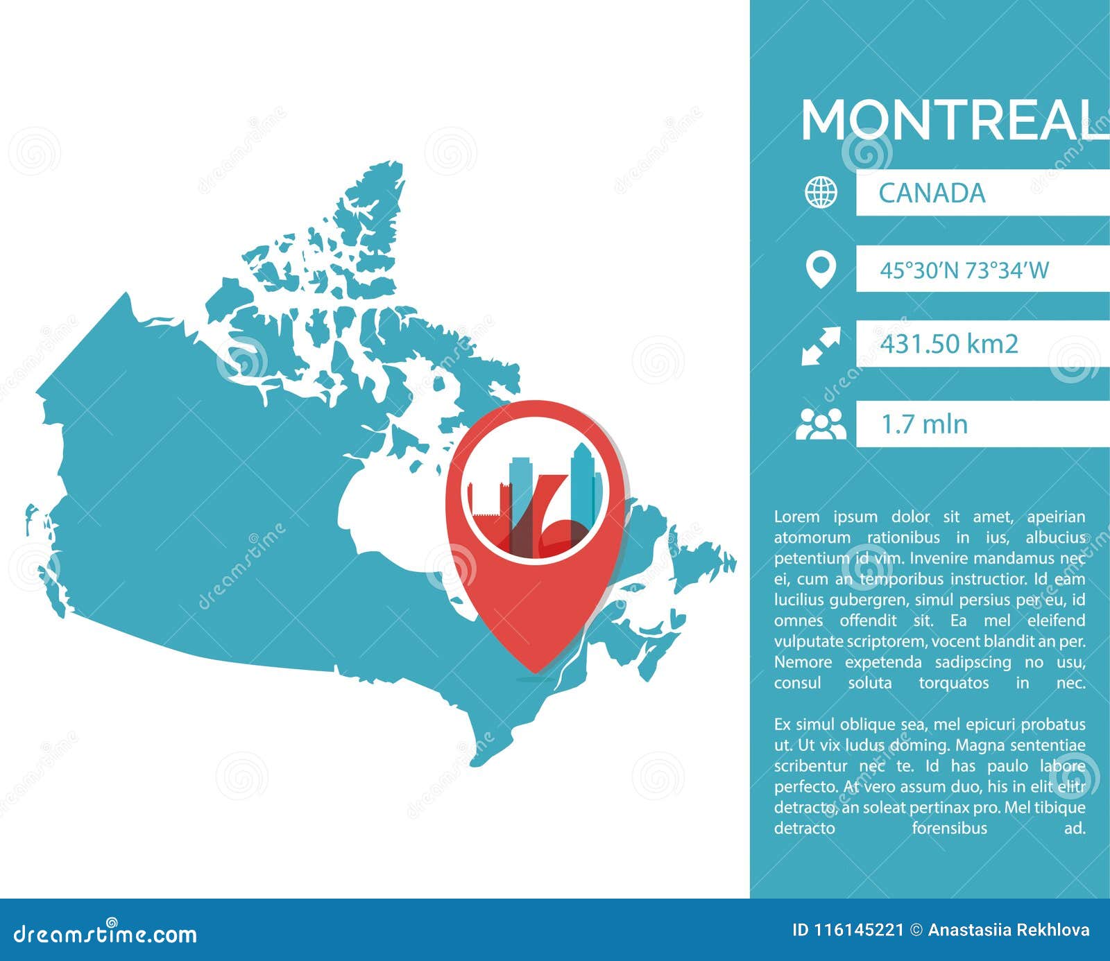 Ejemplo Aislado Vector Infographic Del Mapa De Montreal Ilustración del ...