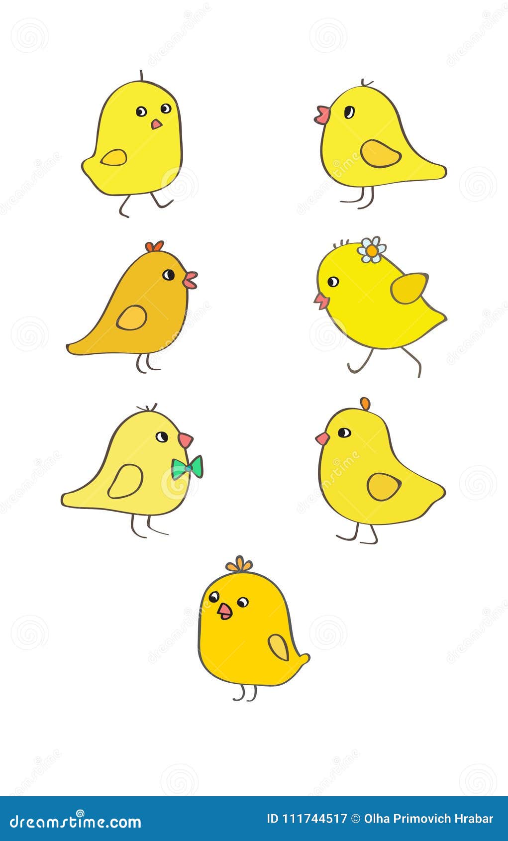 Ejemplo Amarillo Del Vector De Siete Pollos Ilustración del Vector ...