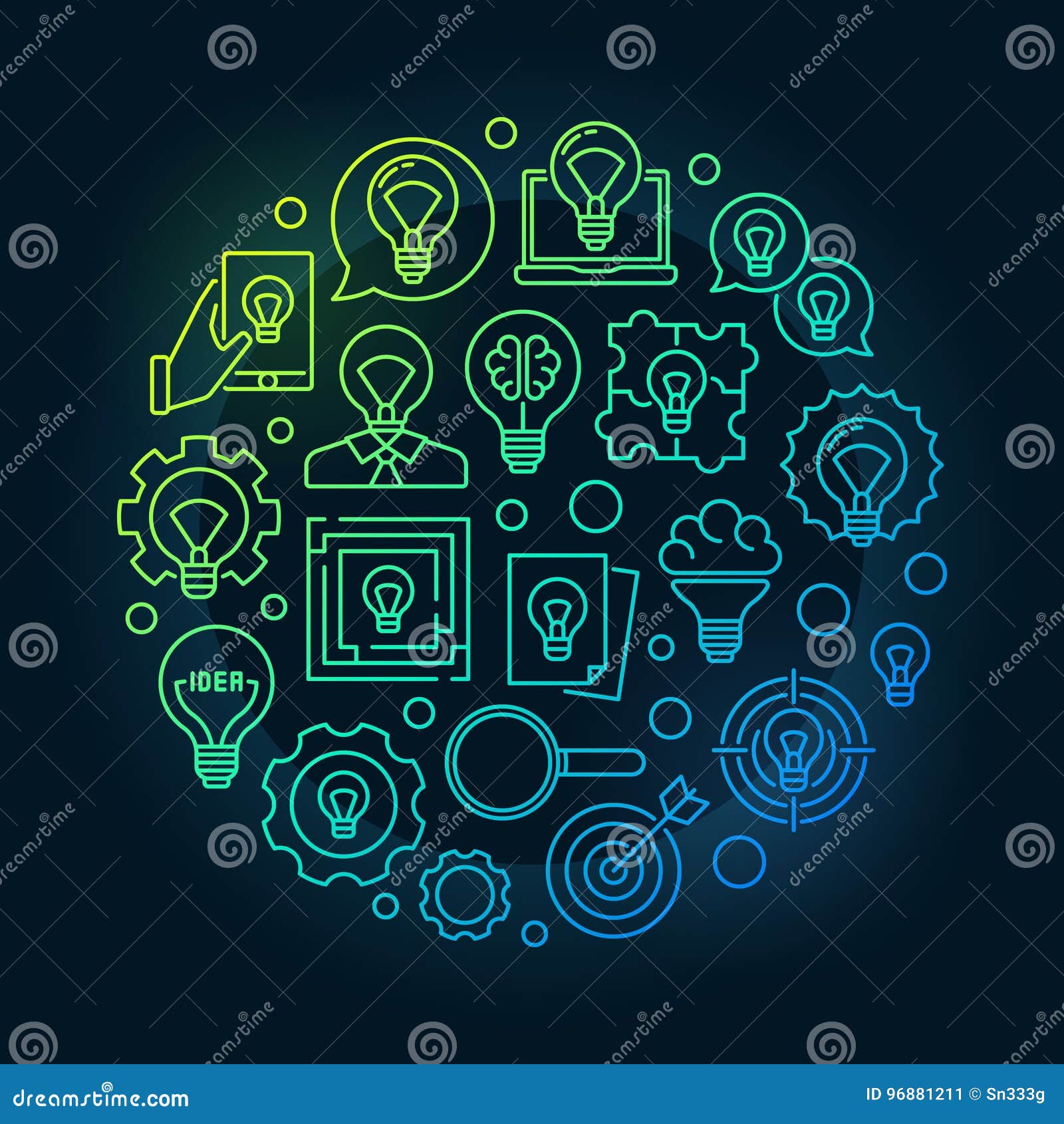 Ejemplo Brillante Circular De La Idea Ilustración del Vector ...