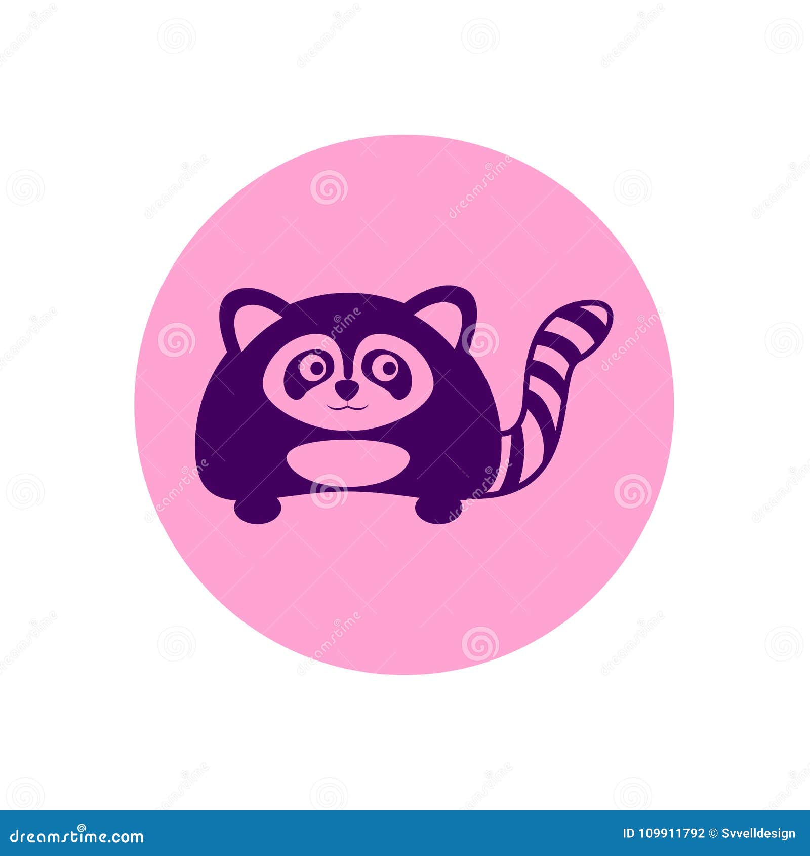 Ejemplo Circular Del Icono Del Mapache Lindo Ilustración del Vector ...