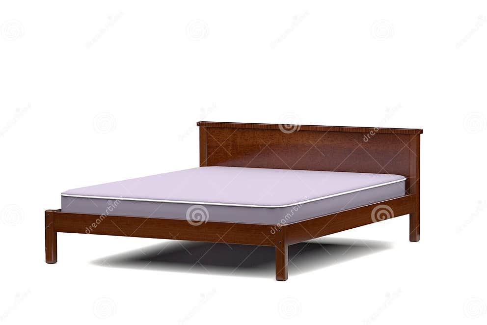 Ejemplo 3d De Una Cama De Madera Moderna Stock de ilustración ...