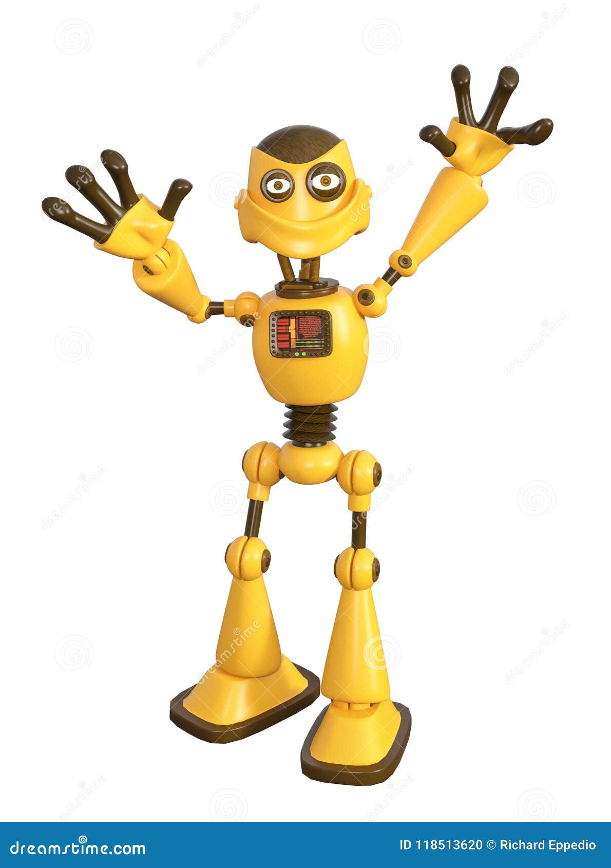 Ejemplo 3D Del Robot Amarillo Lindo Stock de ilustración - Ilustración ...