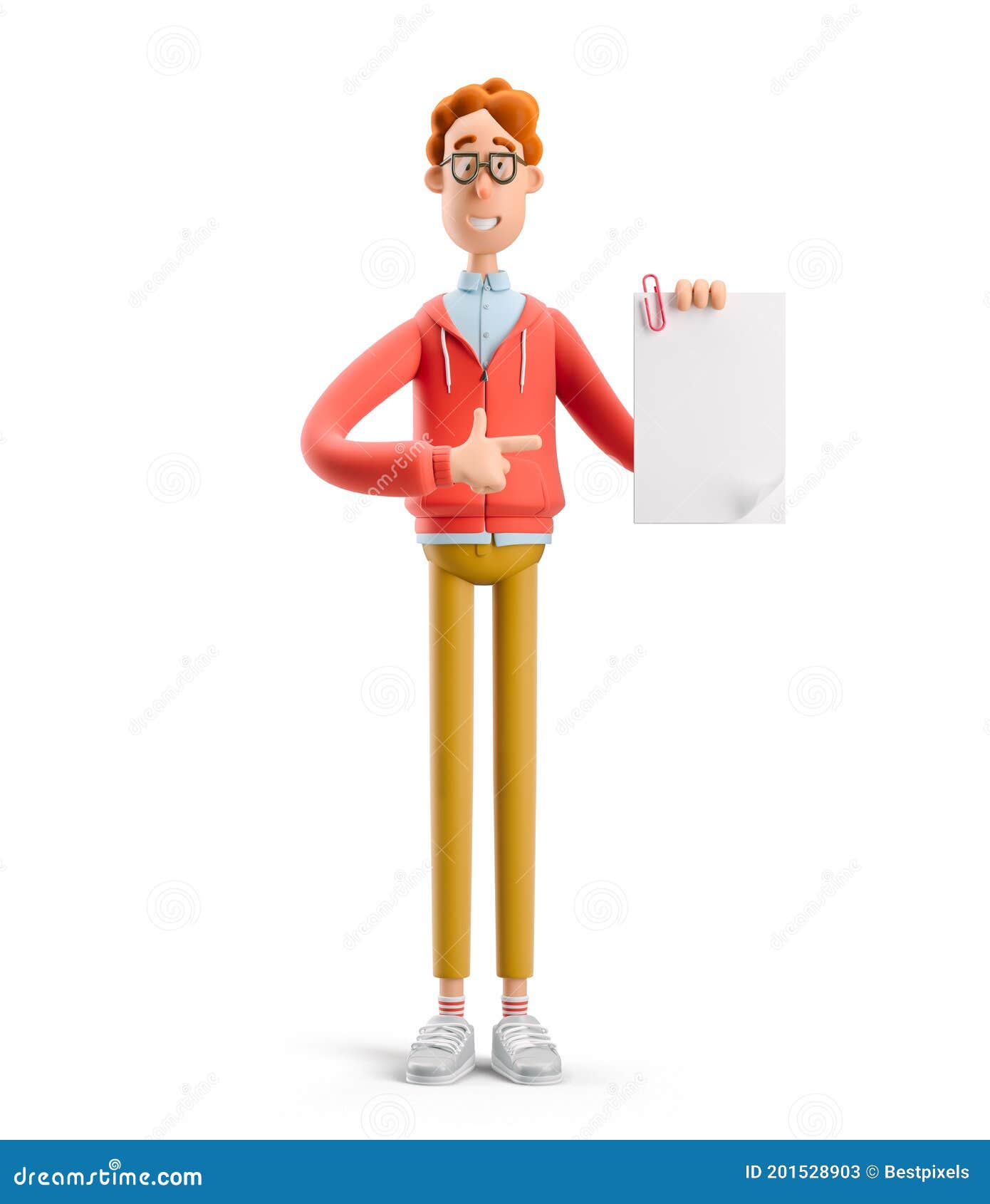 Ejemplo 3d. Larry Nerd Con El Documento. Stock de ilustración ...