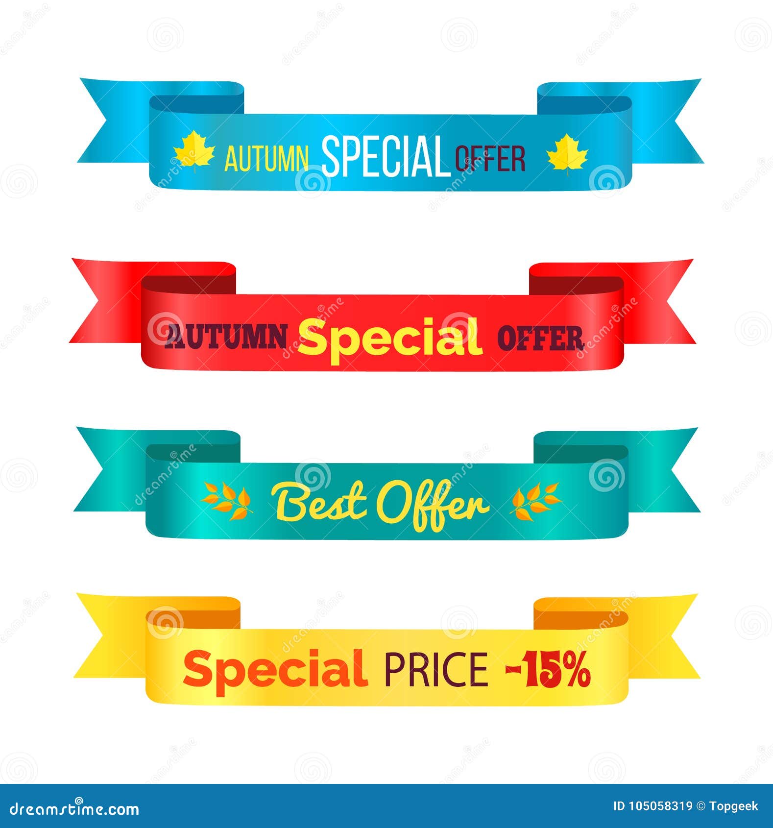 Ejemplo De Autumn Special Offer Ribbons Vector Ilustración del Vector ...