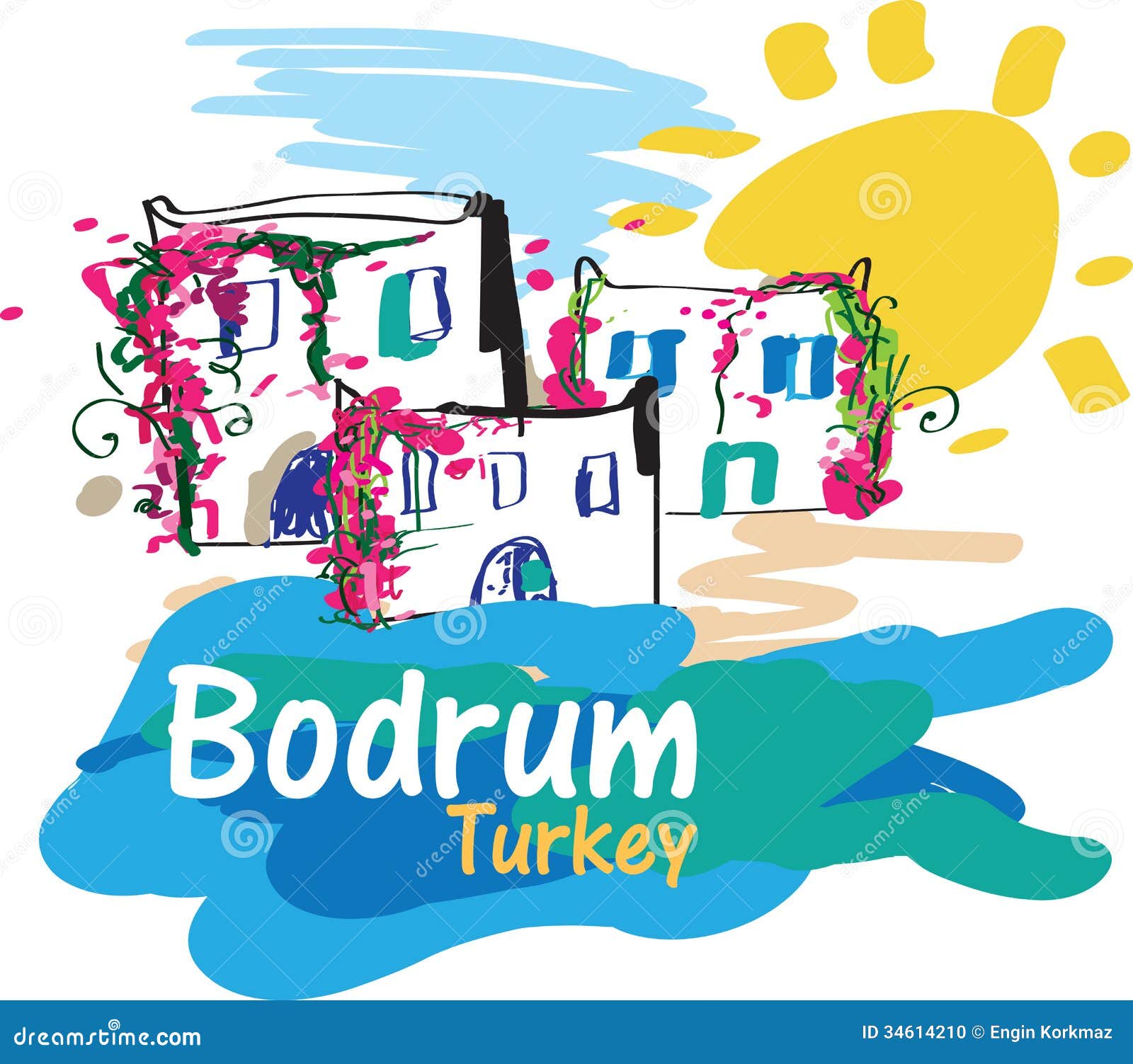 Ejemplo de Bodrum ilustración del vector. Ilustración de resorte - 34614210
