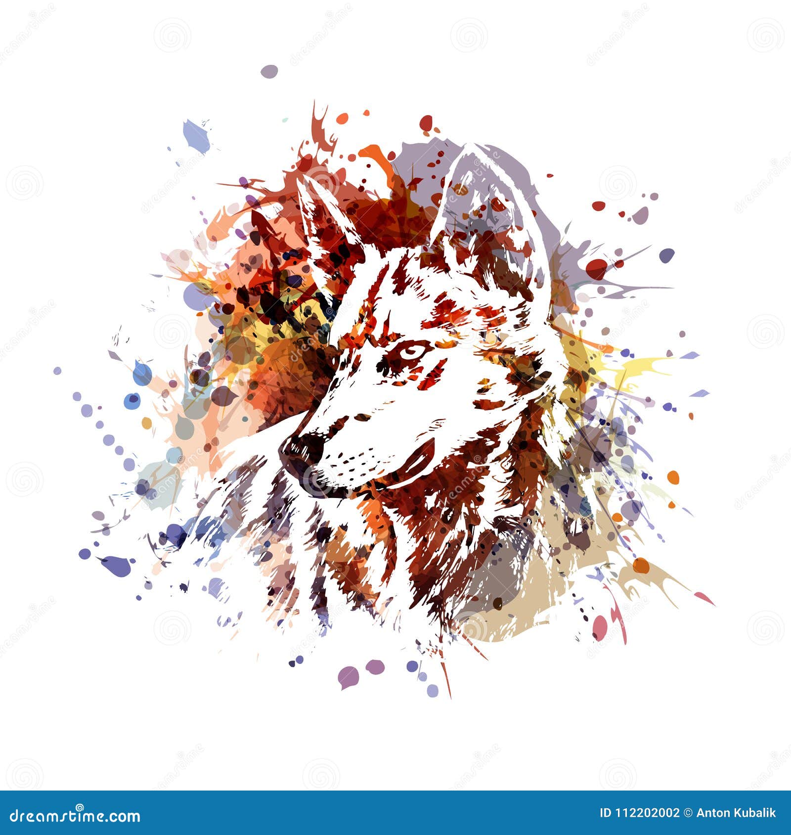 Ejemplo De Color De Una Cabeza Del Lobo Ilustración del Vector ...