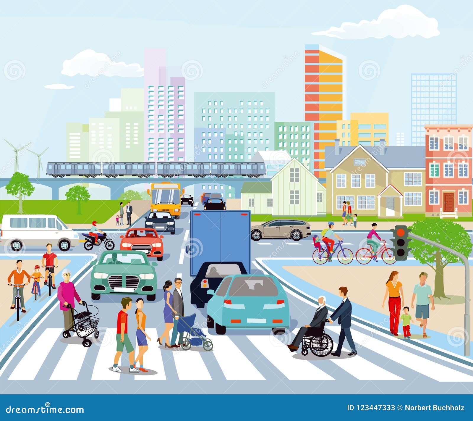 Ejemplo De Conmutación Urbano Ilustración del Vector - Ilustración de ...