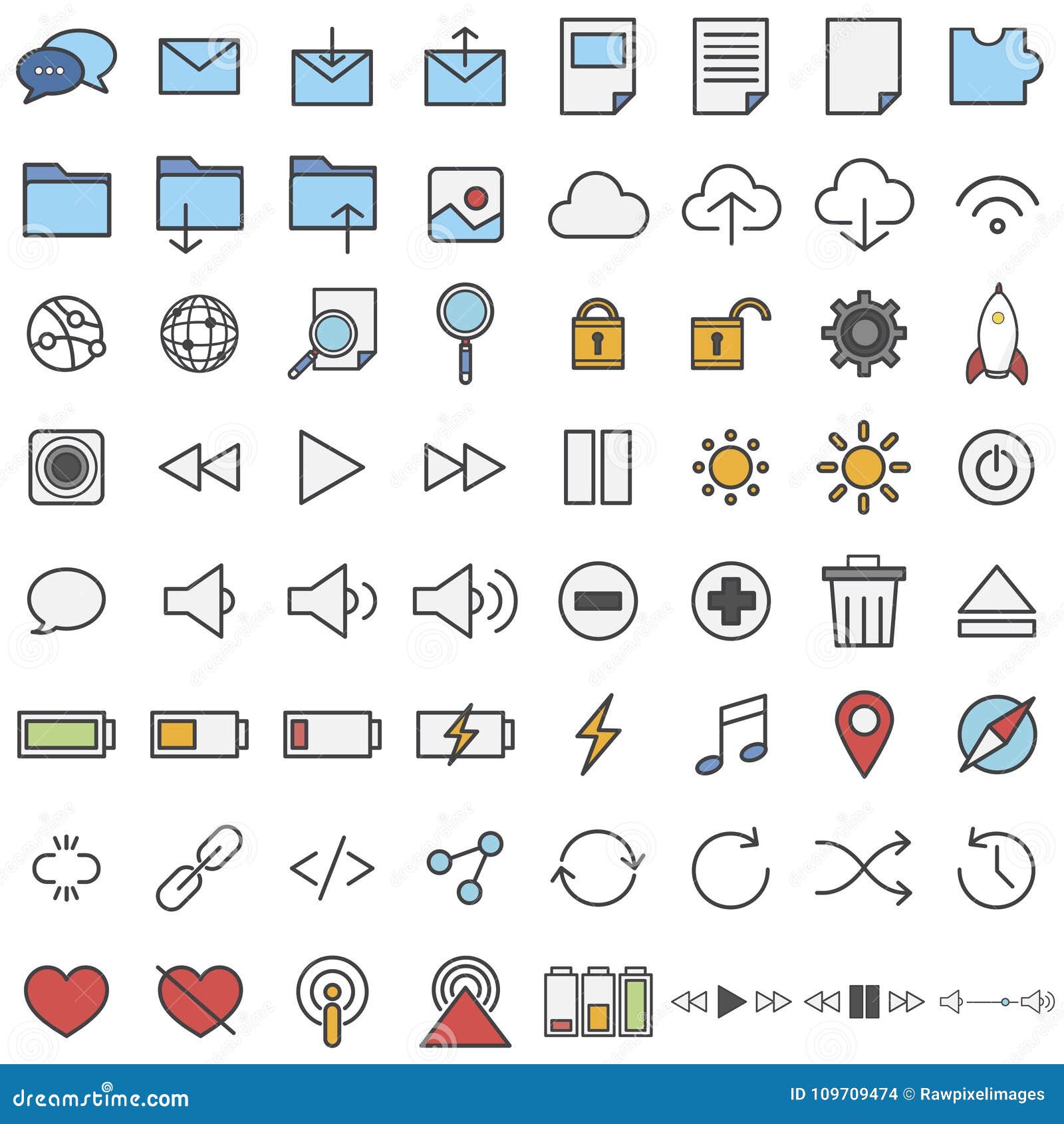 Ejemplo De Diversos Iconos Aislados Stock de ilustración - Ilustración ...