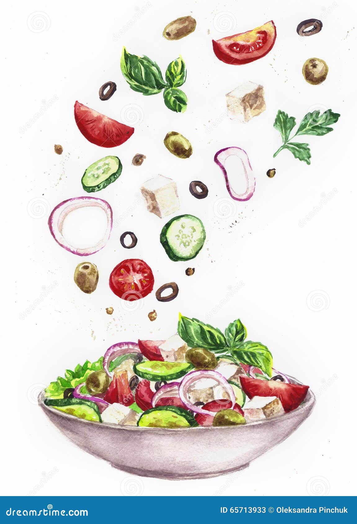 Ejemplo De La Acuarela De La Ensalada Stock de ilustración ...