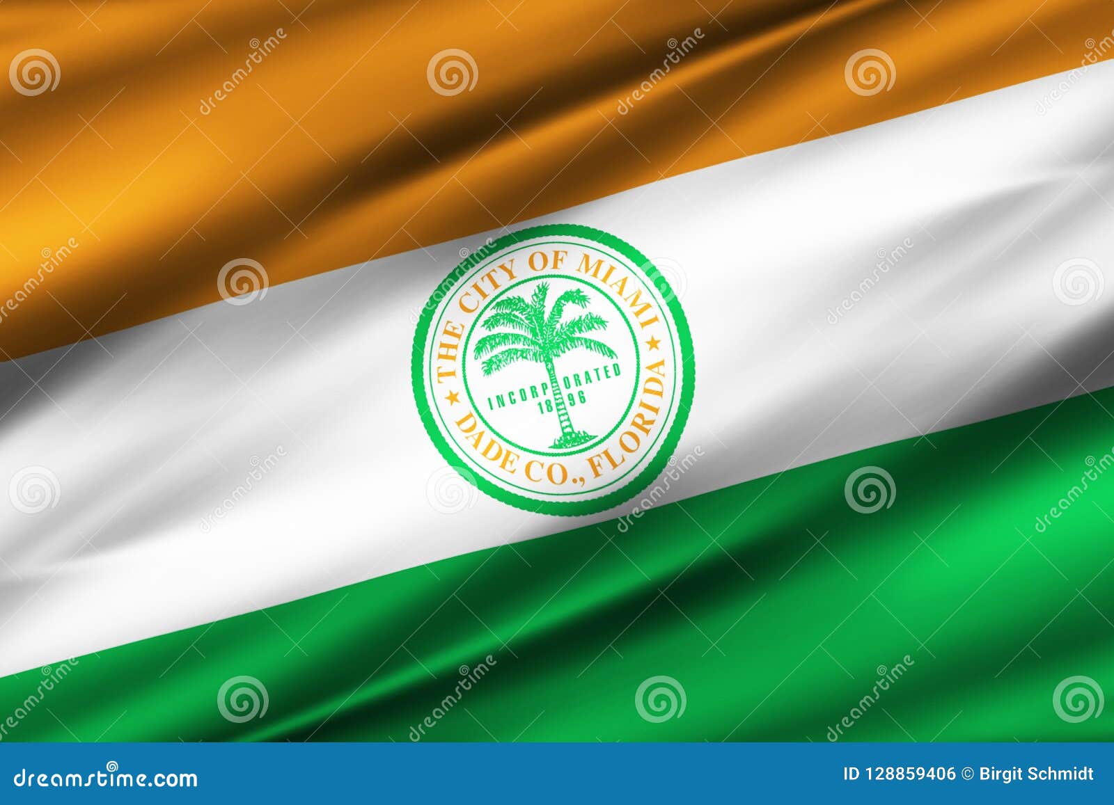 Ejemplo De La Bandera De Miami La Florida Stock de ilustración ...