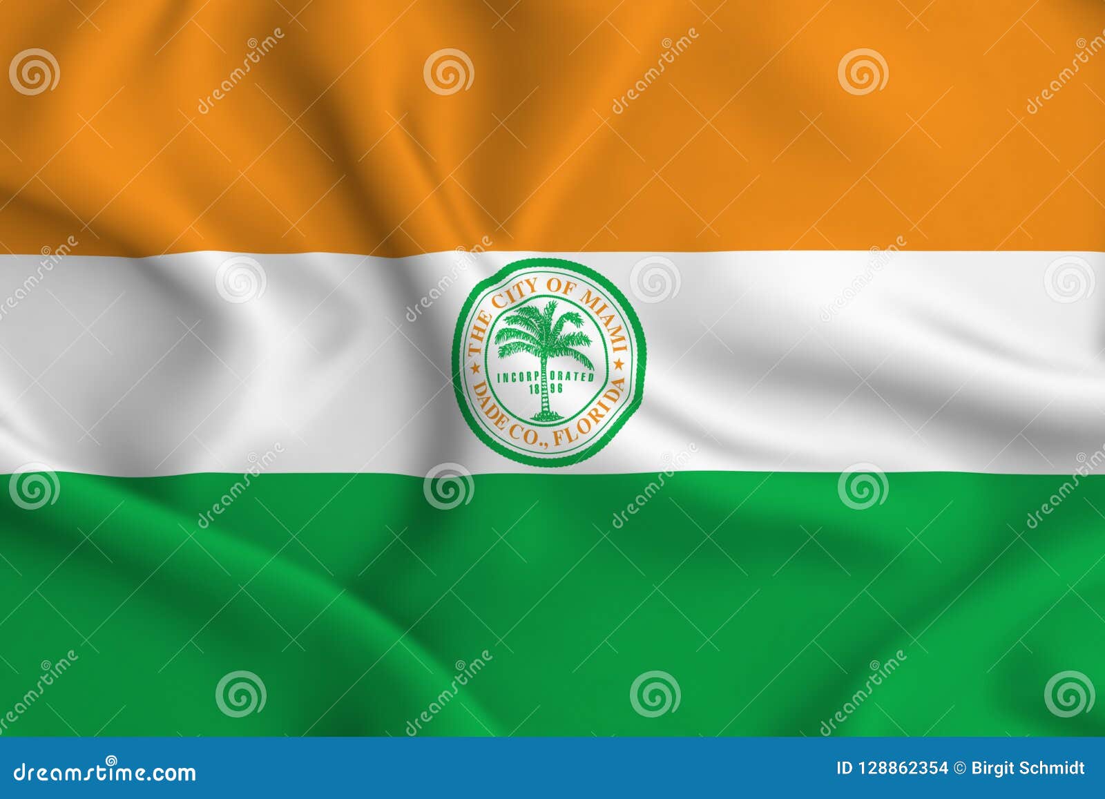 Ejemplo De La Bandera De Miami La Florida Stock de ilustración ...