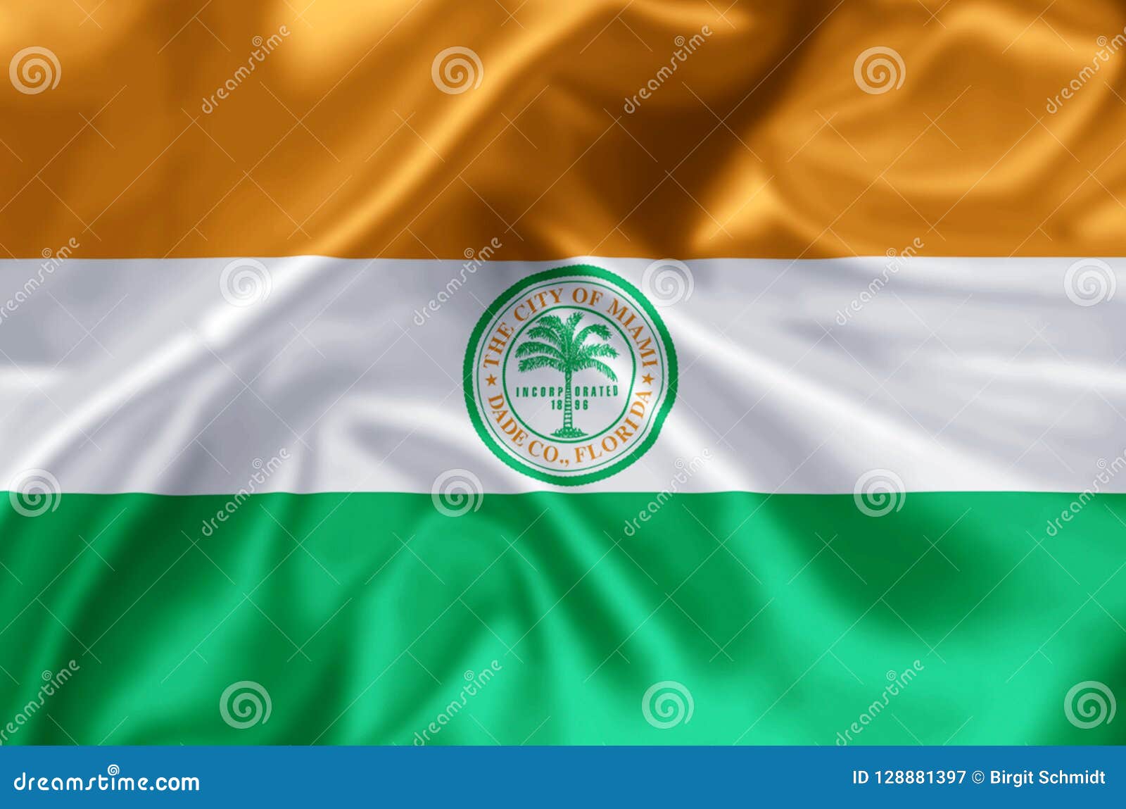 Ejemplo De La Bandera De Miami La Florida Stock de ilustración ...