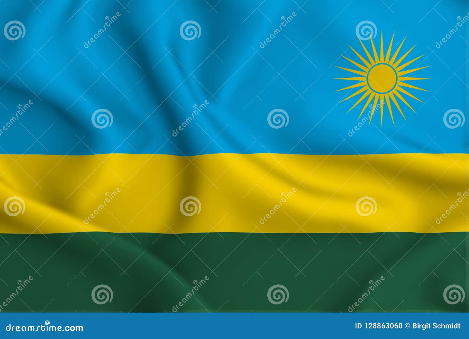 Ejemplo De La Bandera De Rwanda Stock de ilustración - Ilustración de ...