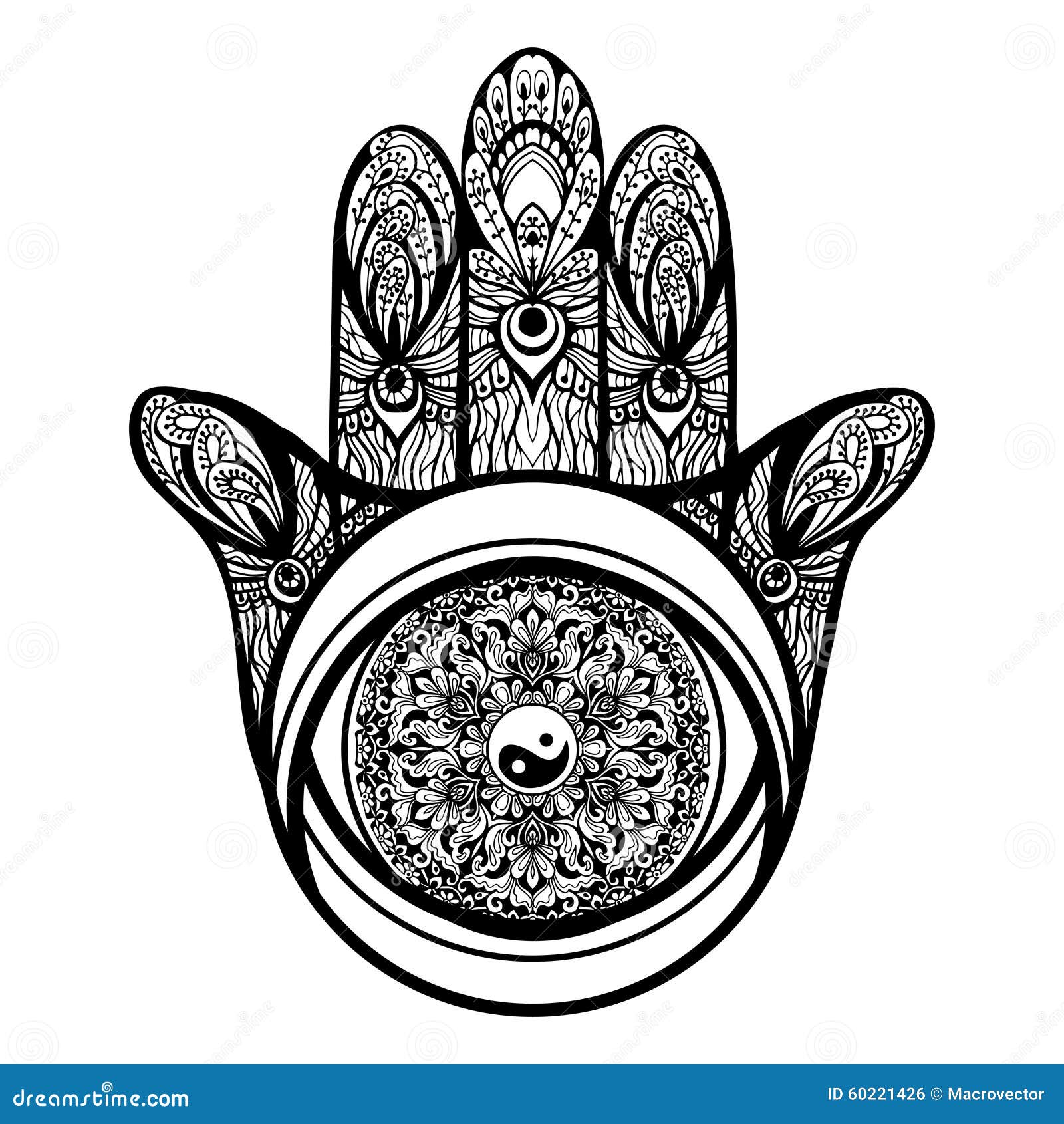 Ejemplo De La Mano De Hamsa Ilustración del Vector - Ilustración de ...