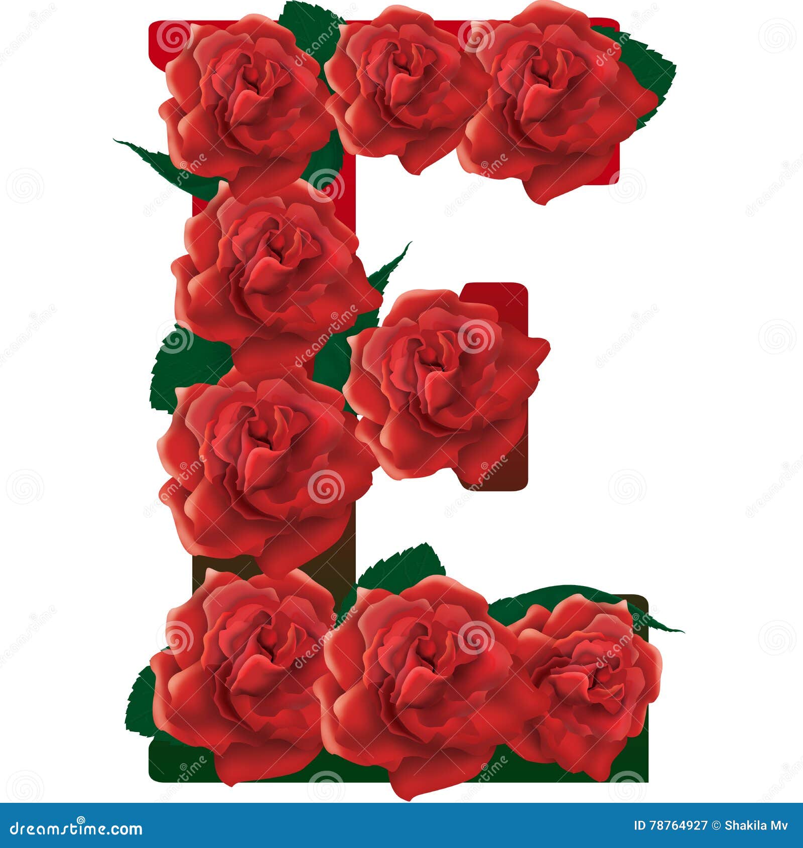 Ejemplo De Las Rosas Rojas De La Letra E Imagen de archivo ...